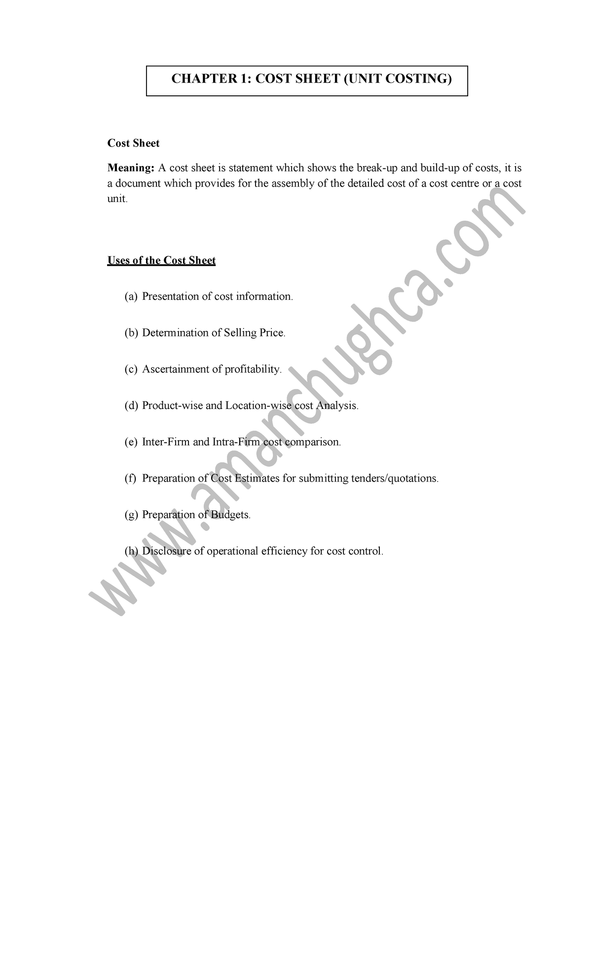 Cost Mgt Accounting Material Cost Sheet Meaning A Cost Sheet Is
