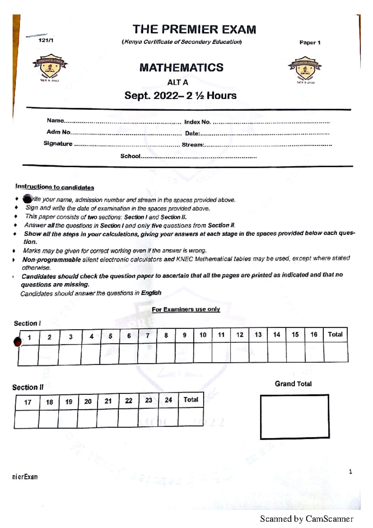 Mathematics Paper 1 - Revisiom - Studocu