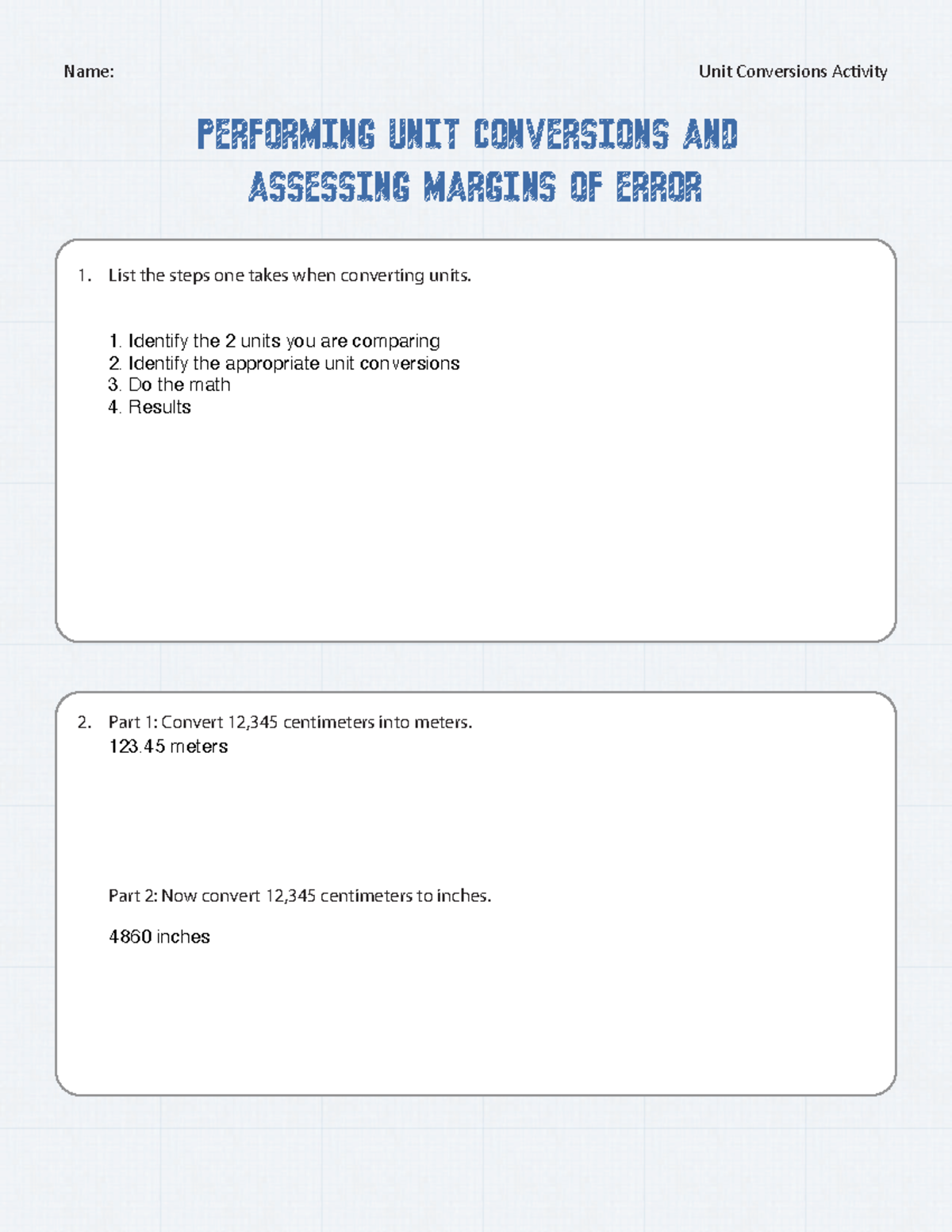 Unti Conversions - Part 1: Convert 12,345 centimeters into meters. Part ...