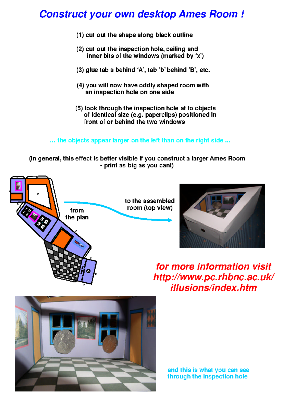 Ames room - Required to pass the class - (1) cut out the shape along ...