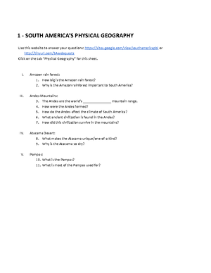 Middle America Vocab - Notes and this was an assignment and it's ...