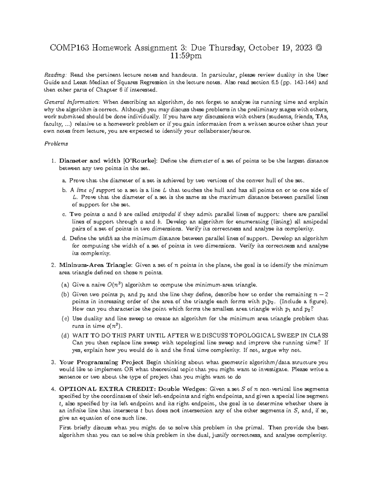 Hw3 f23 - HW Assignment - COMP163 Homework Assignment 3: Due Thursday ...