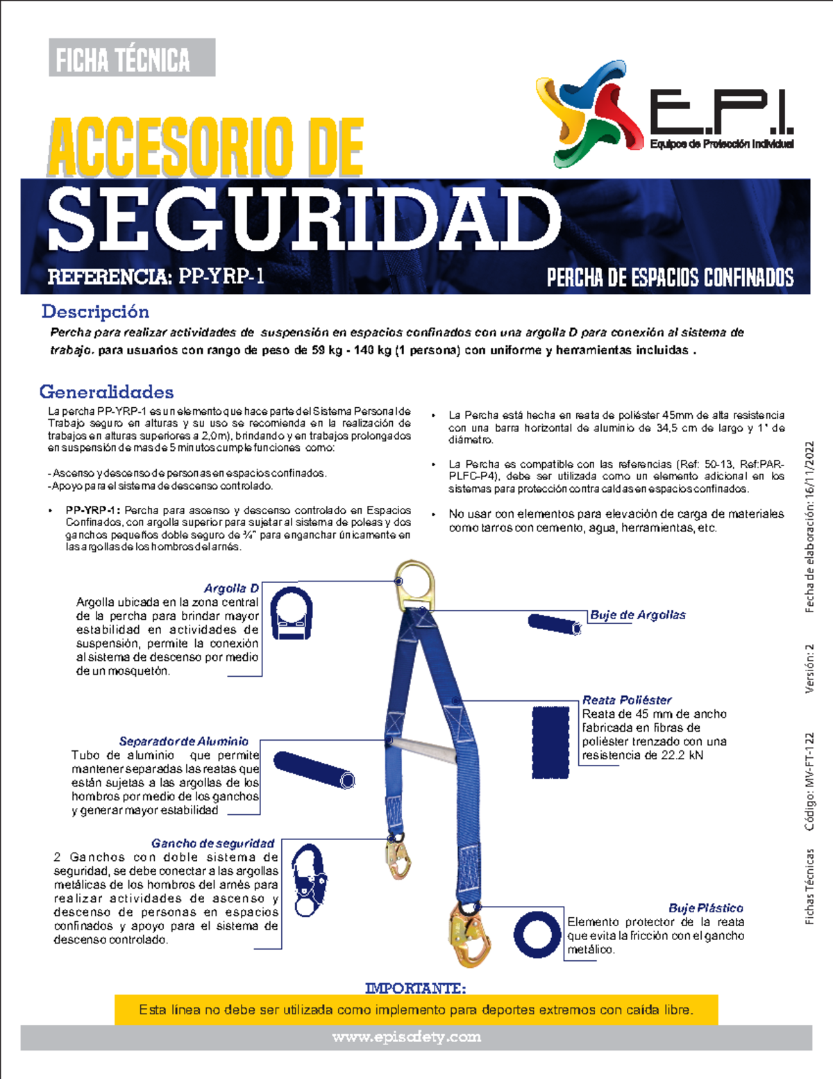 Percha Espacios Confinados EPI PP YRP 1 1 - accesorio deaccesorio DE Esta línea no debe ser ...