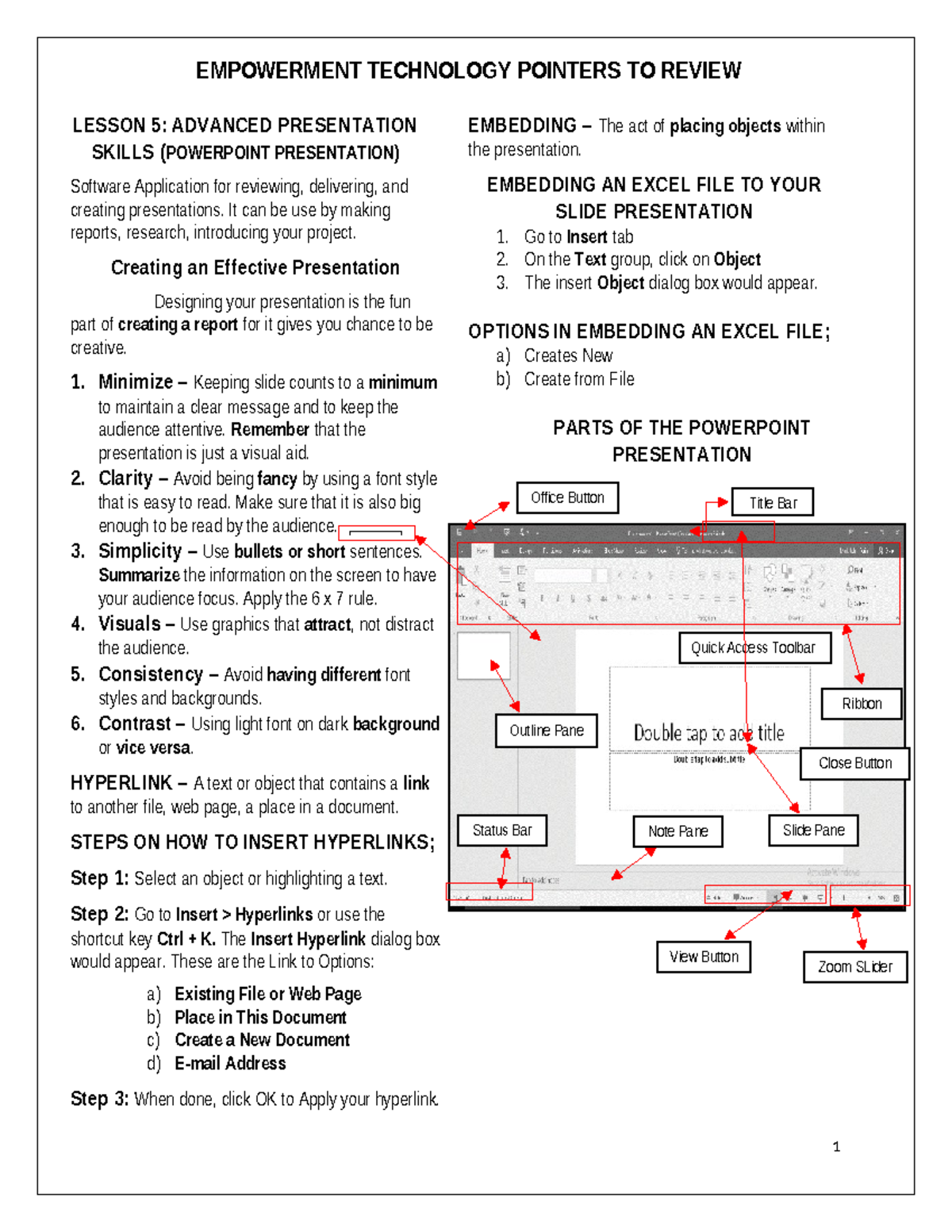EMP TECH Pointers TO Review 4th MS Powerpoint - EMPOWERMENT TECHNOLOGY POINTERS TO REVIEW LESSON ...