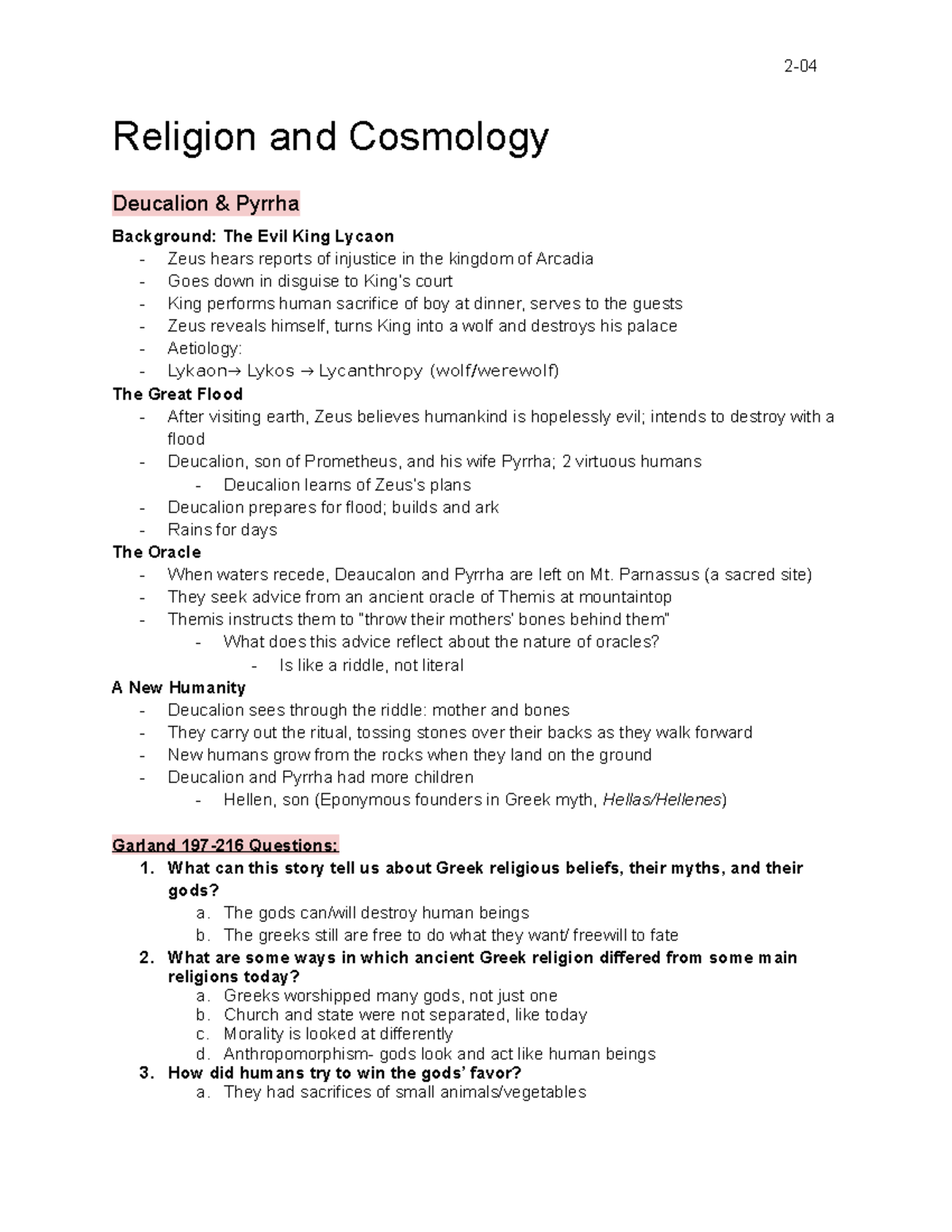 Religion&Cosmology 2-04 - 2- Religion and Cosmology Deucalion & Pyrrha ...