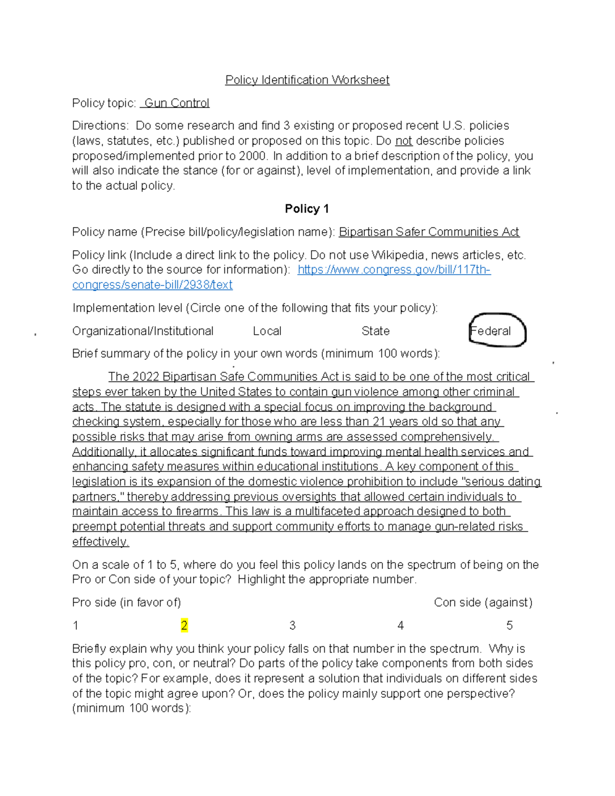 Policy Identification Worksheet - Policy Identification Worksheet ...