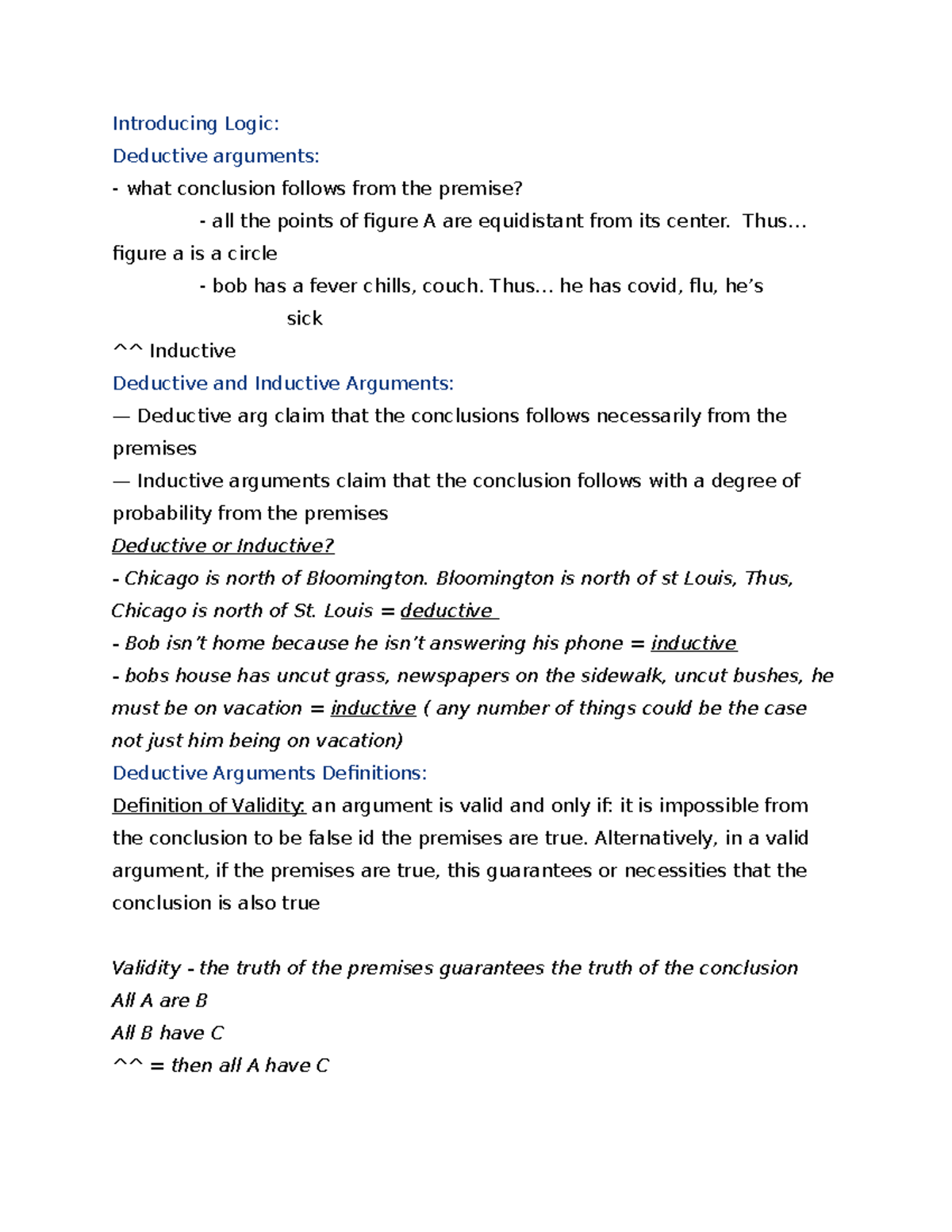 PHI, Sept. 6th, 2022 - PHI 101 Instructor: Todd Kulka - Introducing Logic: Deductive arguments ...