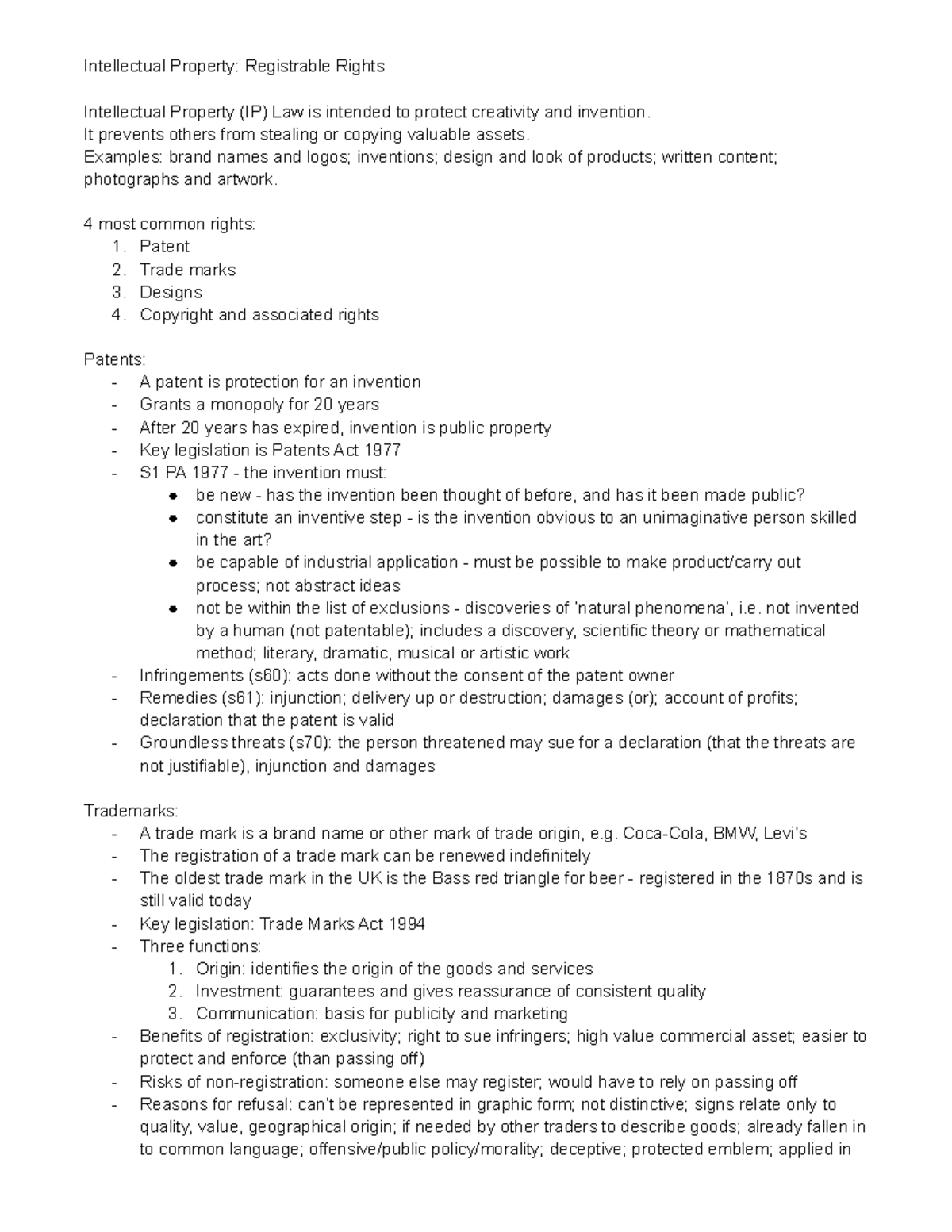Intellectual Property: Registrable Rights - Intellectual Property ...