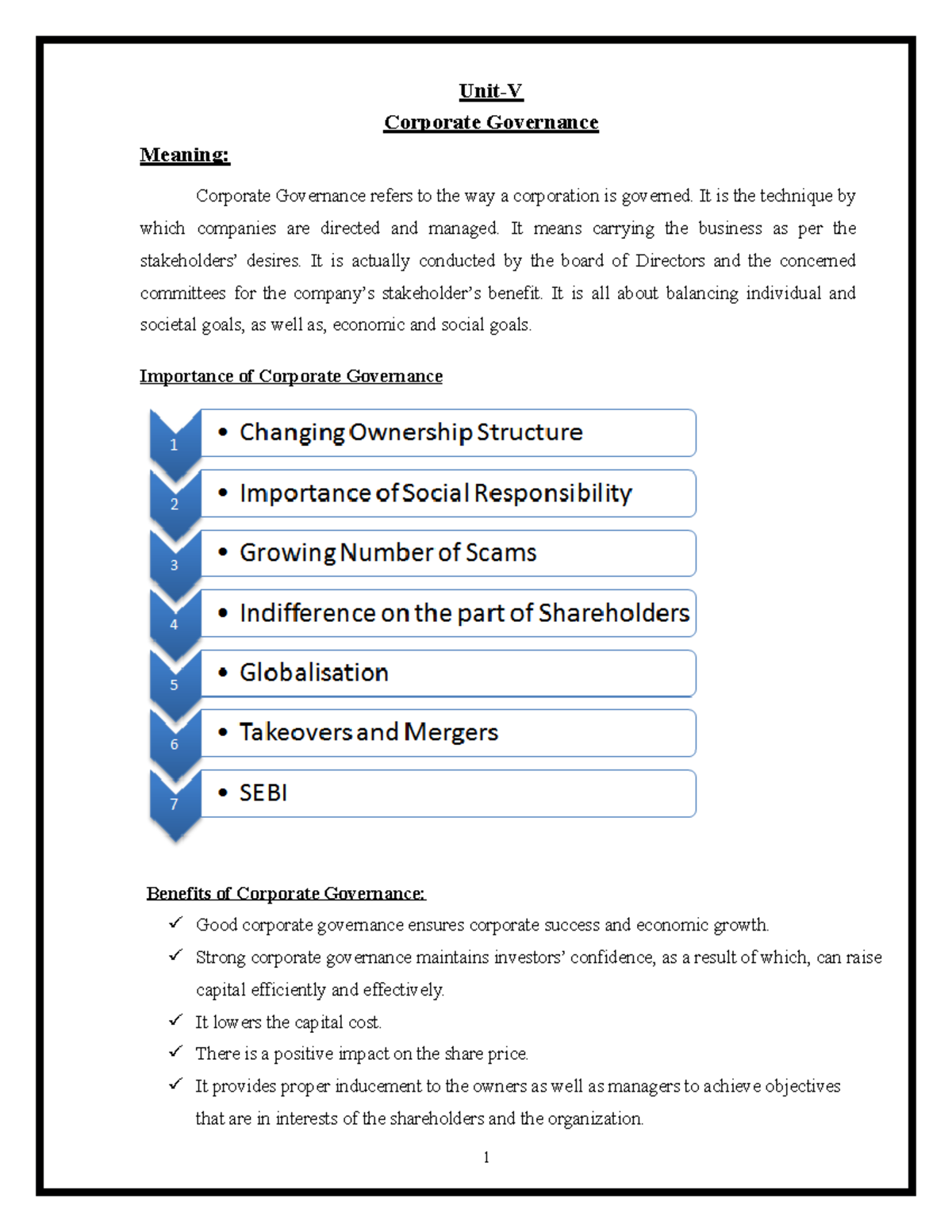 V-Unit MOB - Unit 5 MOB notes - Unit-V Corporate Governance Meaning ...