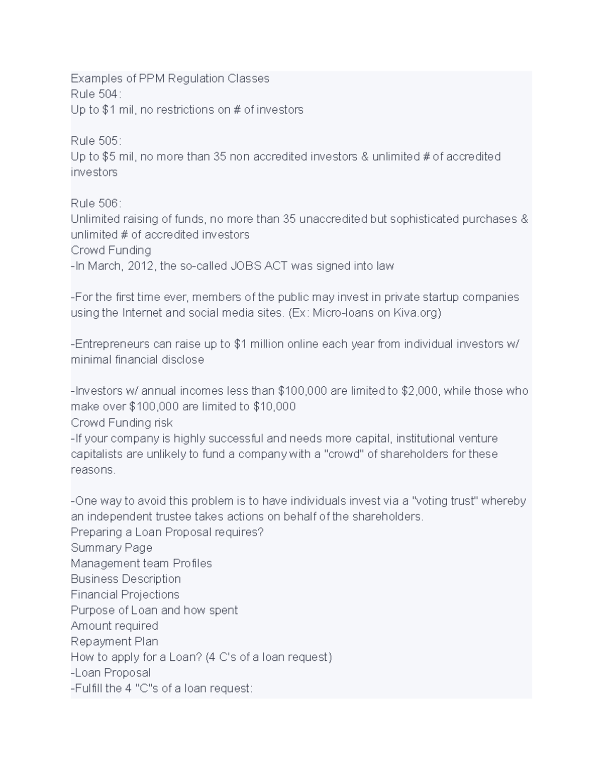 Busi 310 (52) - lecture notes - Examples of PPM Regulation Classes Rule ...