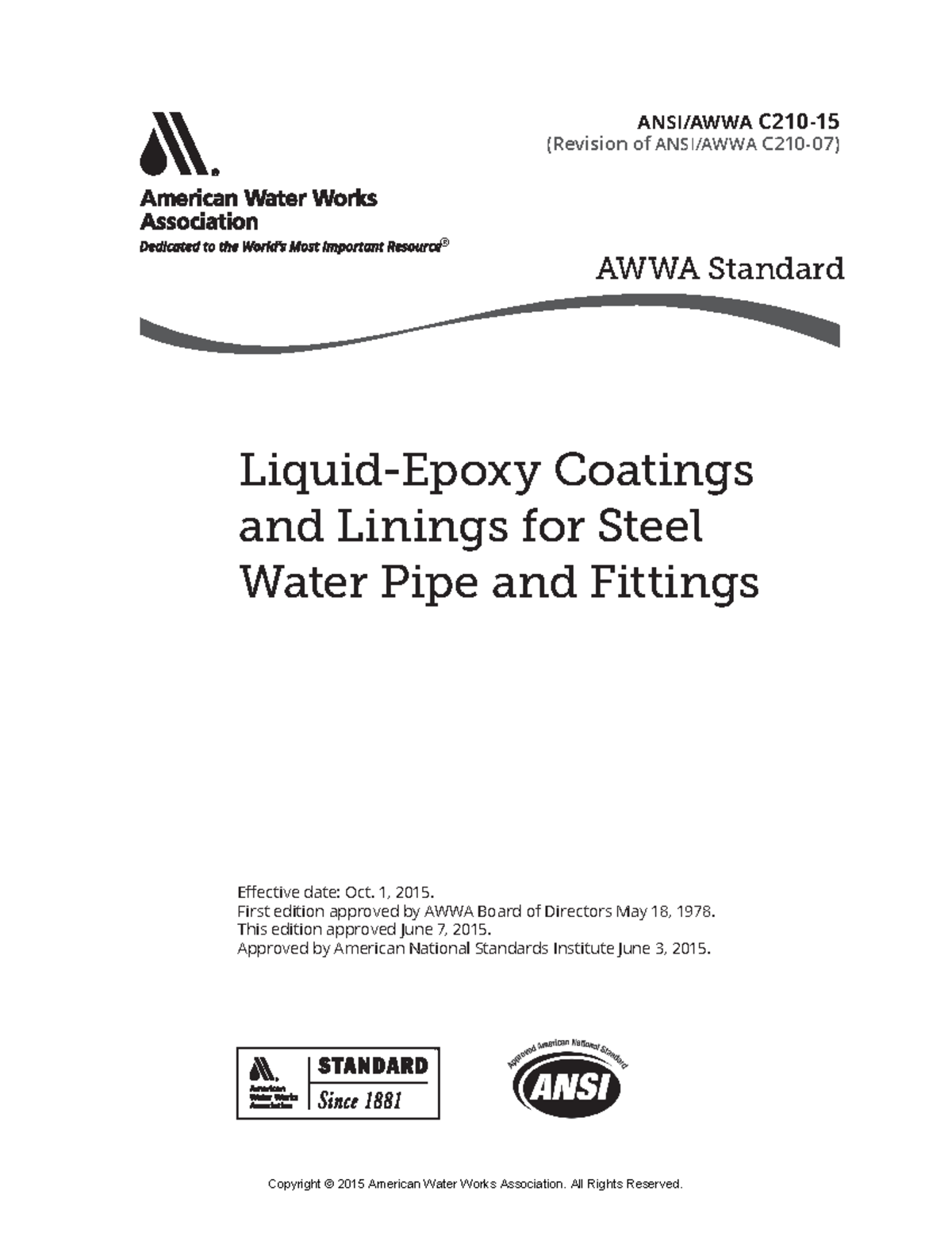 AWWA C203-15 - Standard - AWWA Standard SM ® Liquid-Epoxy Coatings and ...