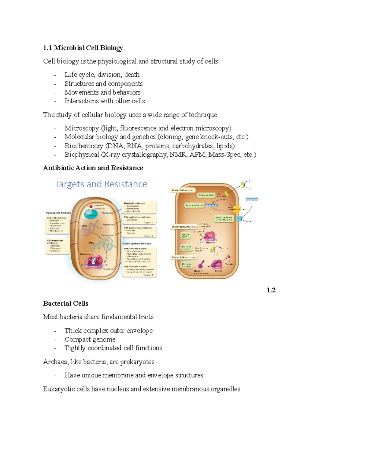 MICR 3280 Midterm Notes - 1 Microbial Cell Biology Cell biology is the ...