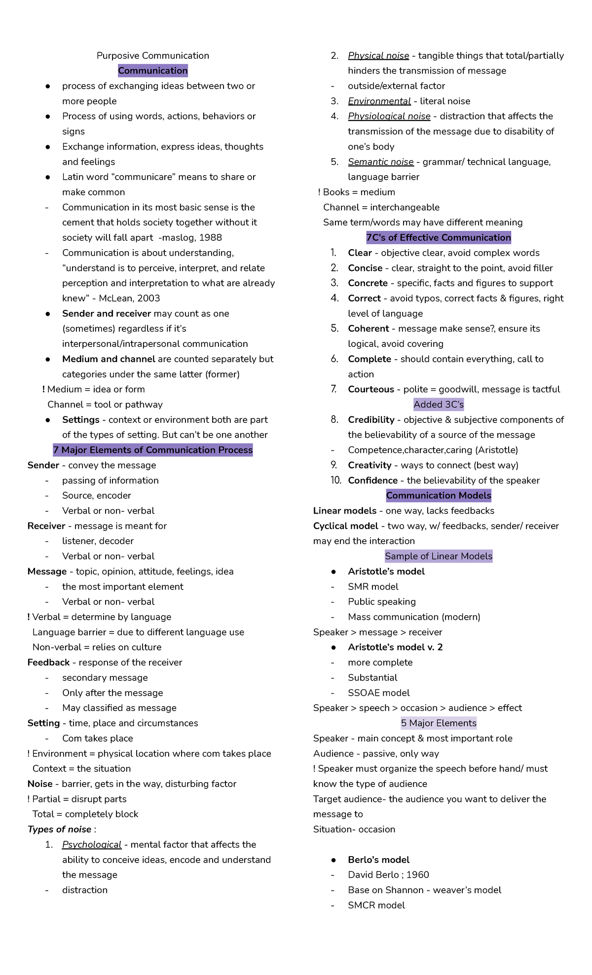 PURC reviewer - Reviwer - Purposive Communication Communication process of exchanging ideas ...