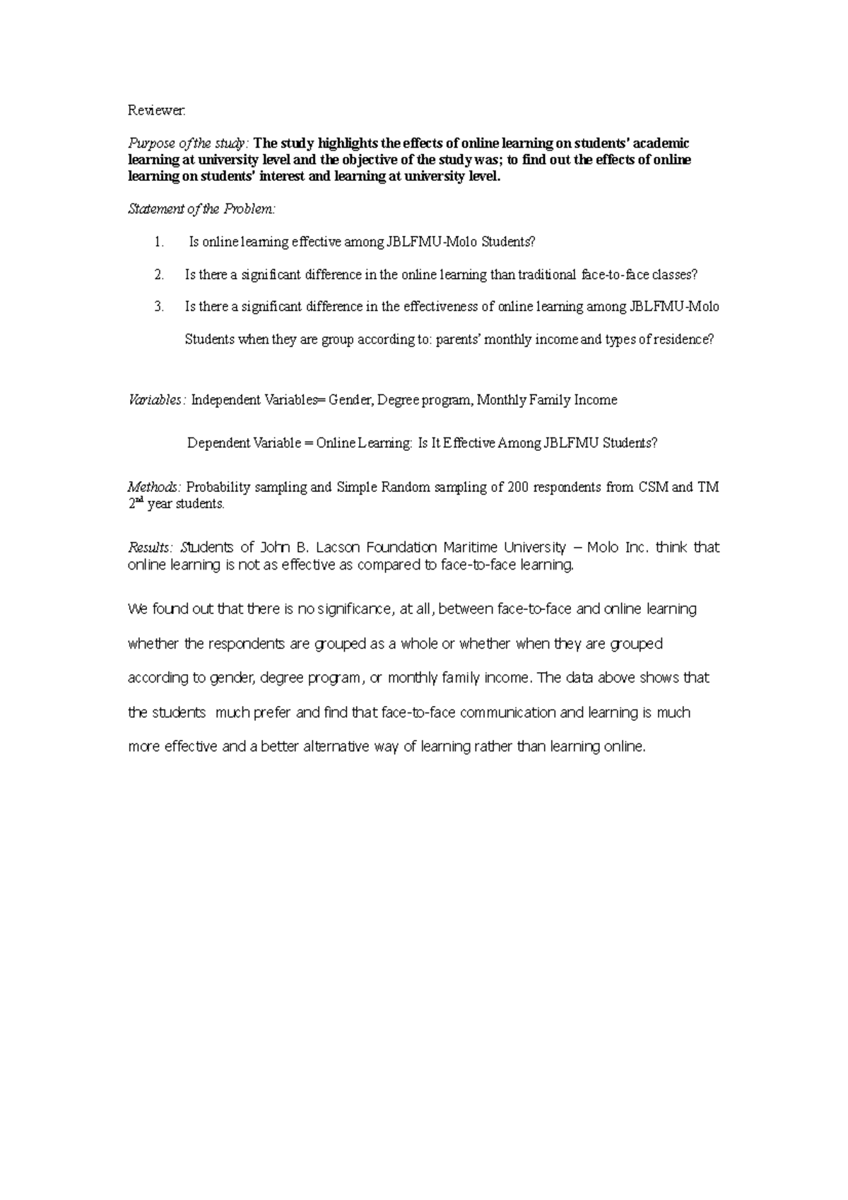 Reviewer - aim high future CPA!! - Reviewer: Purpose of the study: The ...