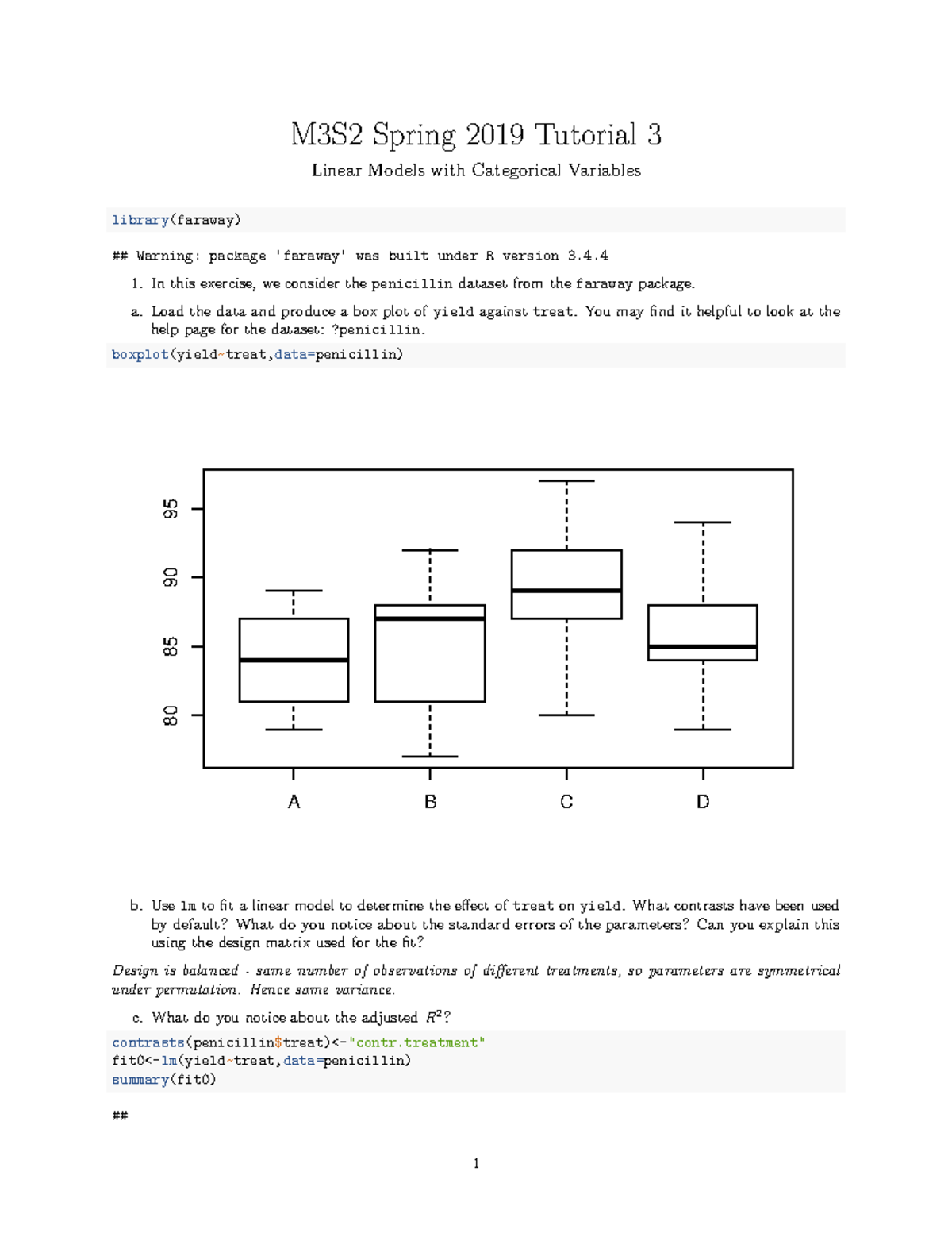 Factors sol - M3S2 Spring 2019 Tutorial 3 Linear Models with ...