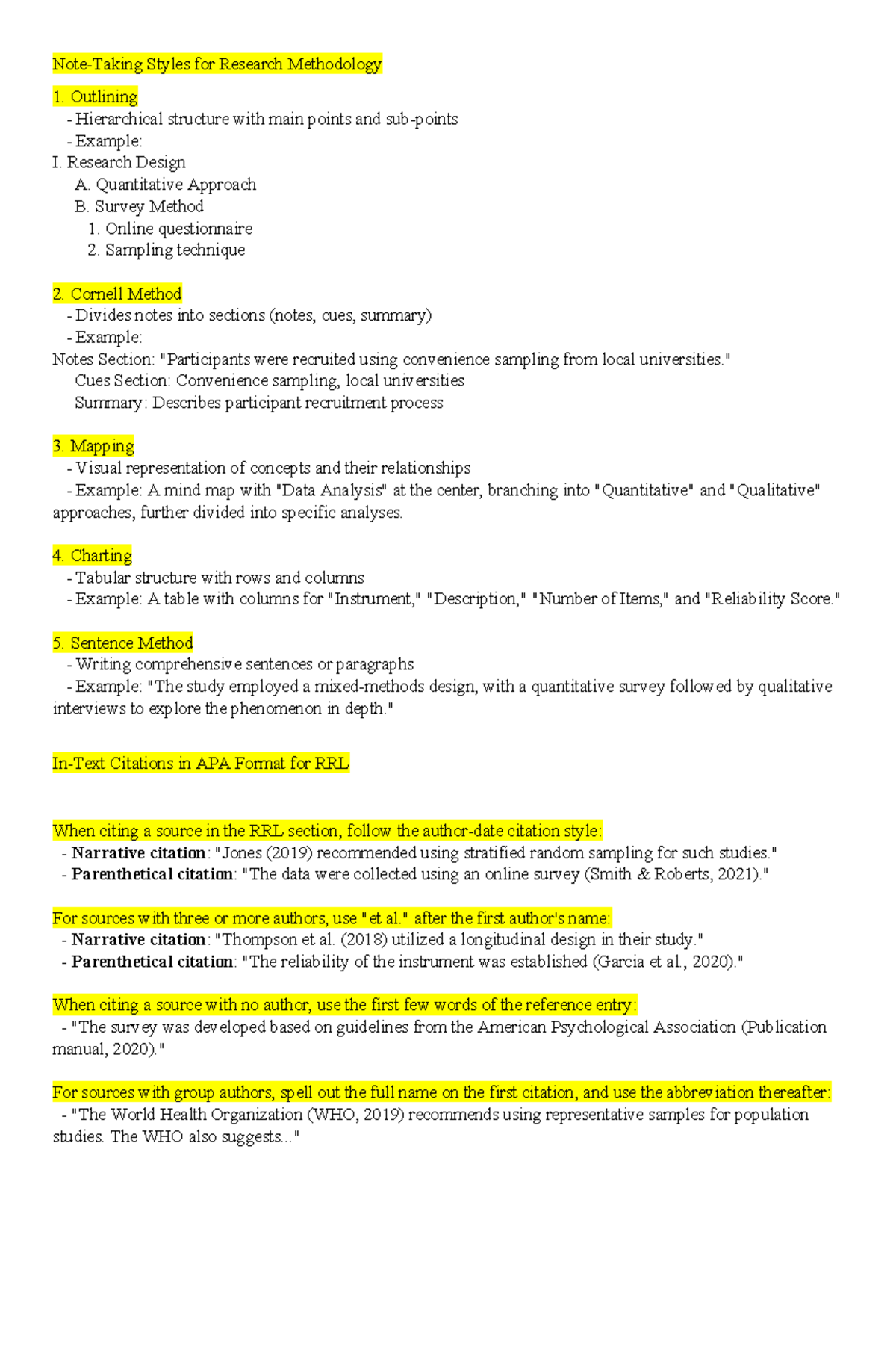 Note Taking and Referencing RRL - Note-Taking Styles for Research ...