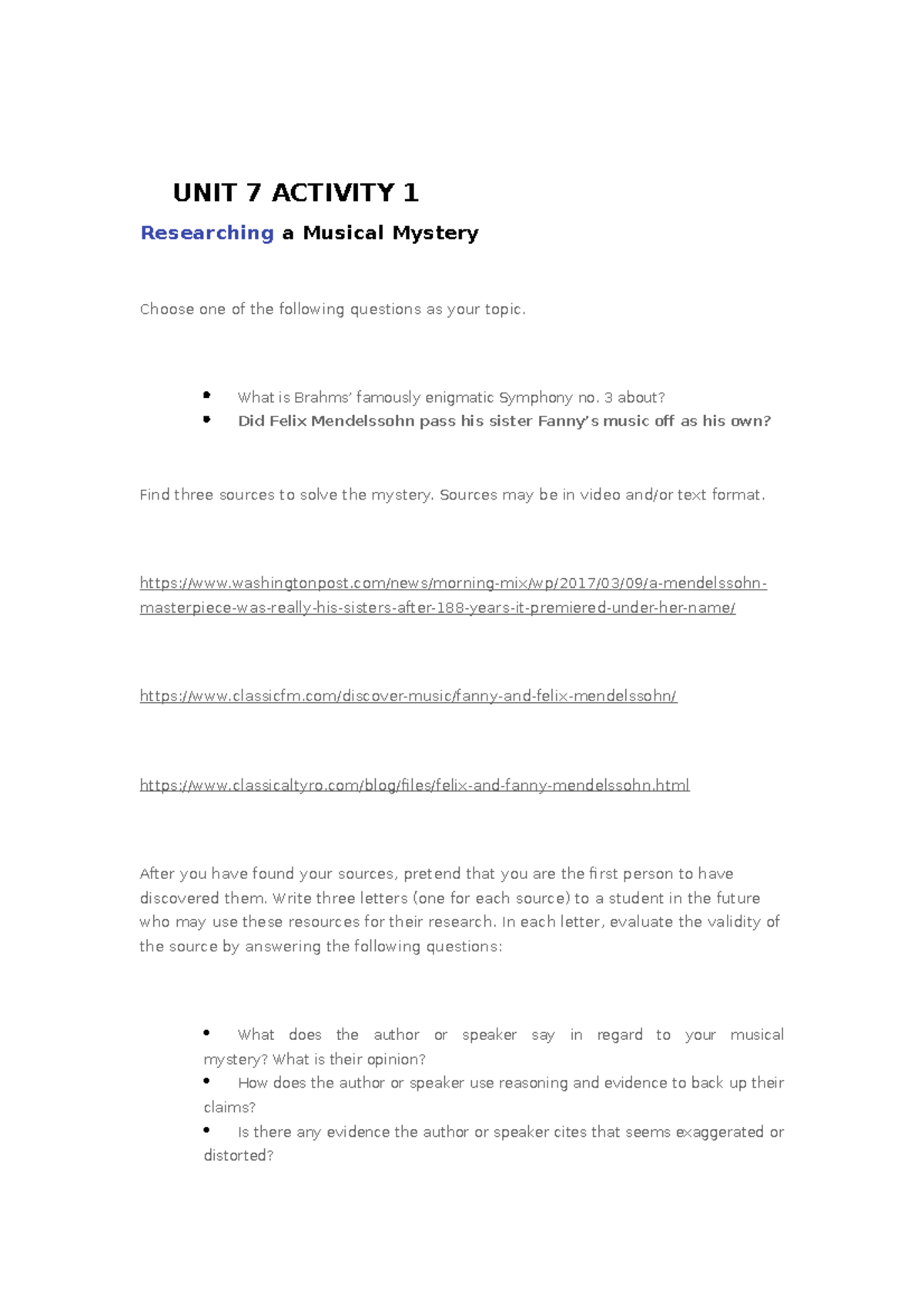 UNIT 7 Activity 1 - About the unit test. - UNIT 7 ACTIVITY 1 ...
