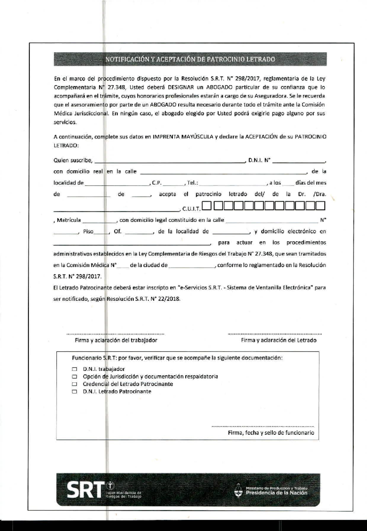 Notificacion y aceptacion Patrocinio - NOTIFICACIÓN Y ACEPTACIÓN DE ...