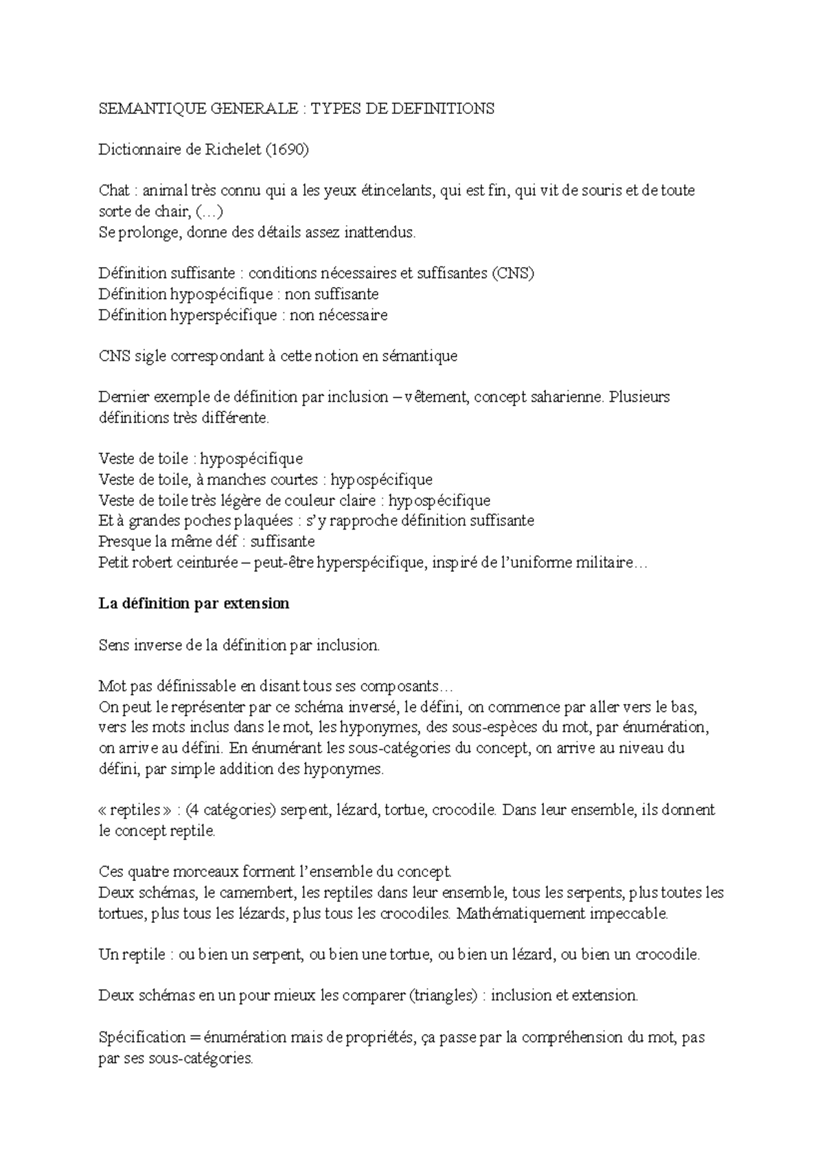 Types de définitions - SEMANTIQUE GENERALE : TYPES DE DEFINITIONS ...