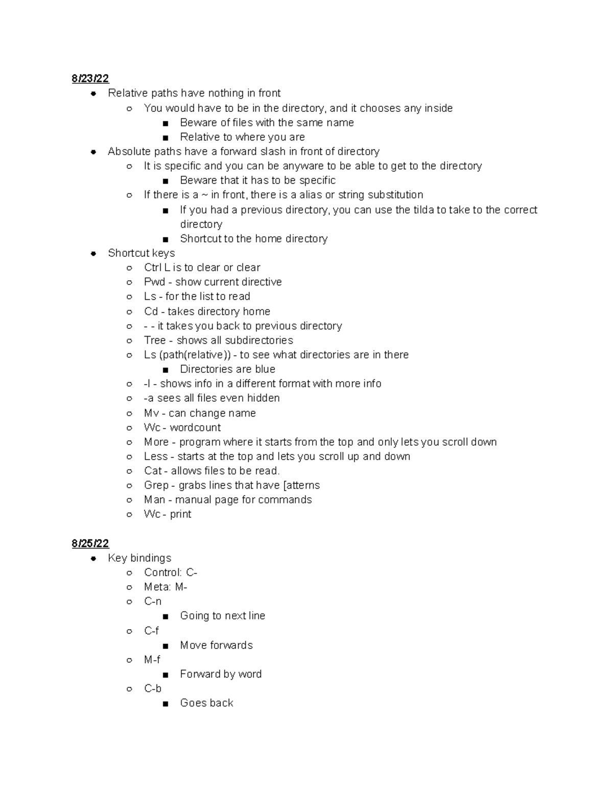 CS 1302 Notwa - 8/23/ Relative paths have nothing in front You would have to be in the - Studocu
