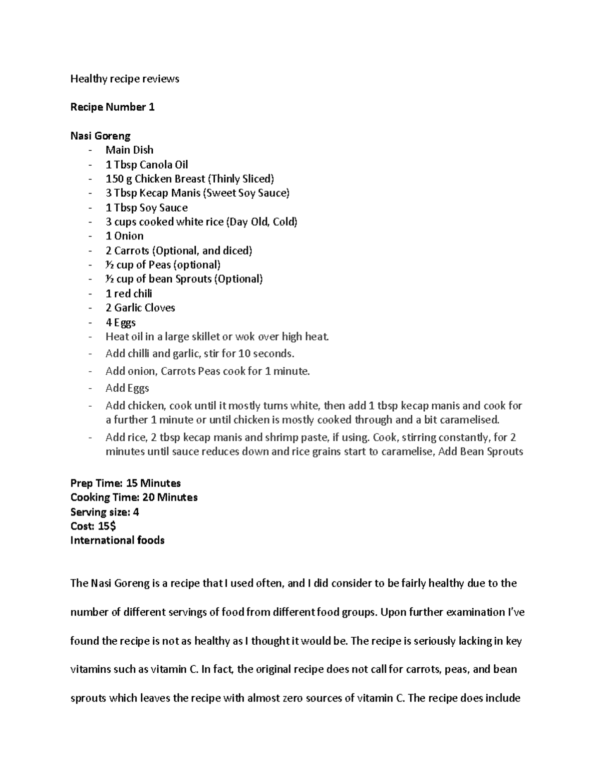 Healthy recipe reviews - Healthy recipe reviews Recipe Number 1 Nasi ...