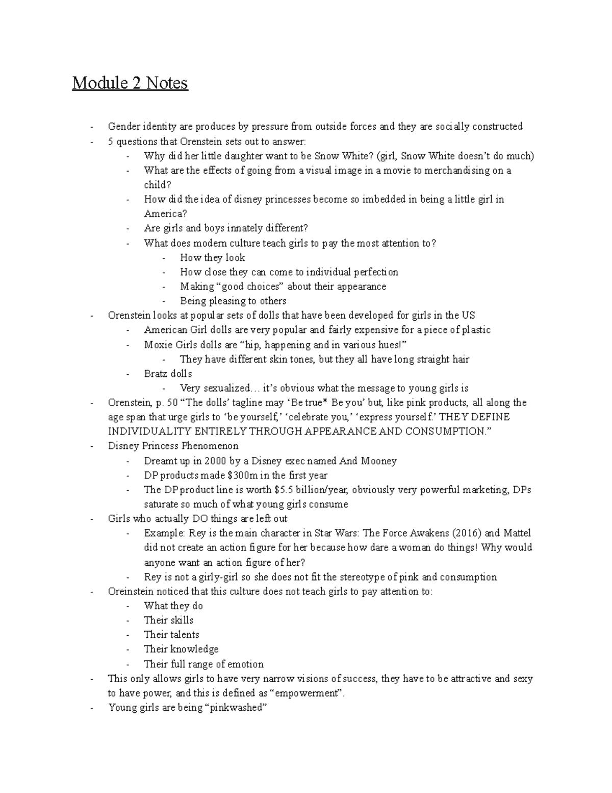 Module 2 Notes - GWS 100 - Taught by professor Teresa Barnes, entry ...