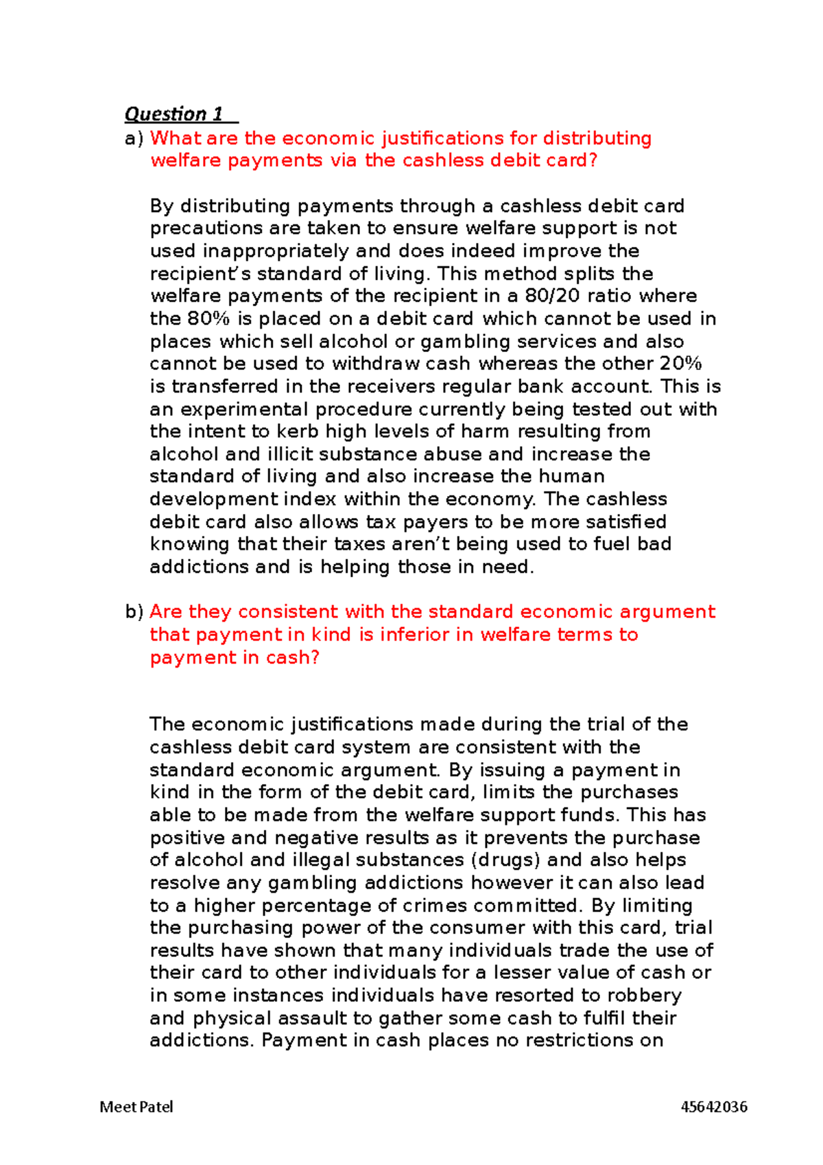 Economics Assignment - Question 1 a)What are the economic ...