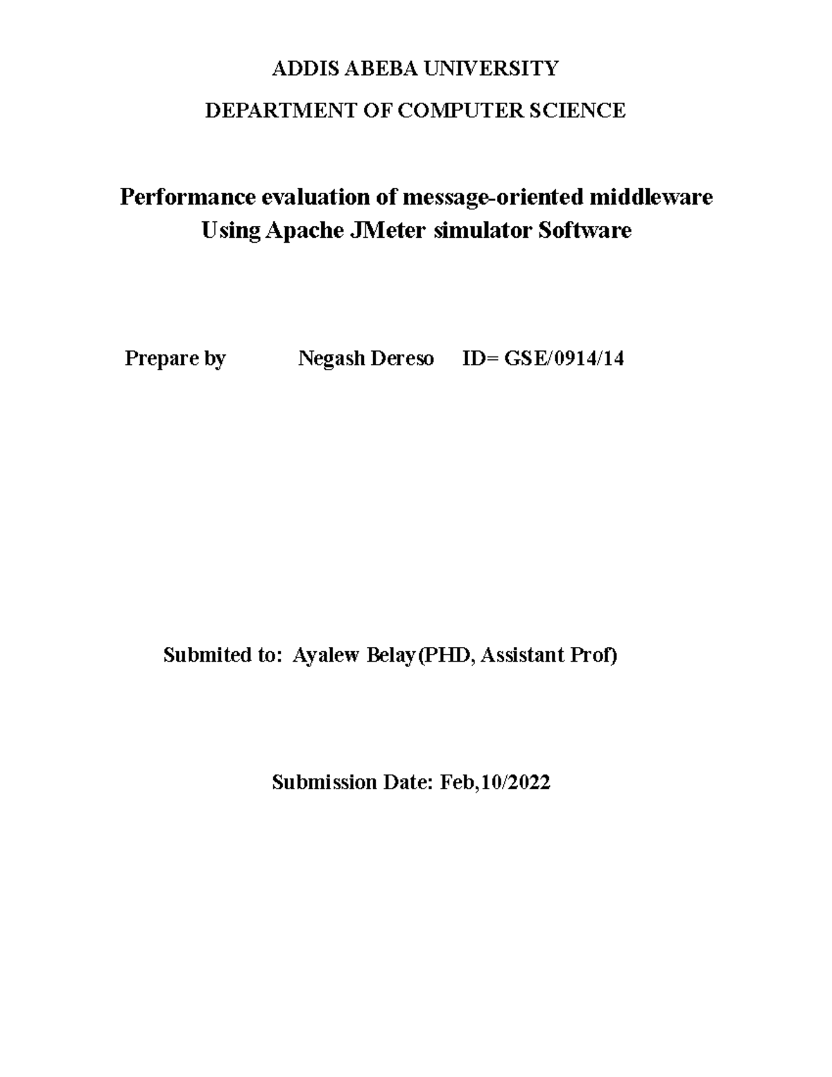 Sample - cb ccc - ADDIS ABEBA UNIVERSITY DEPARTMENT OF COMPUTER SCIENCE ...