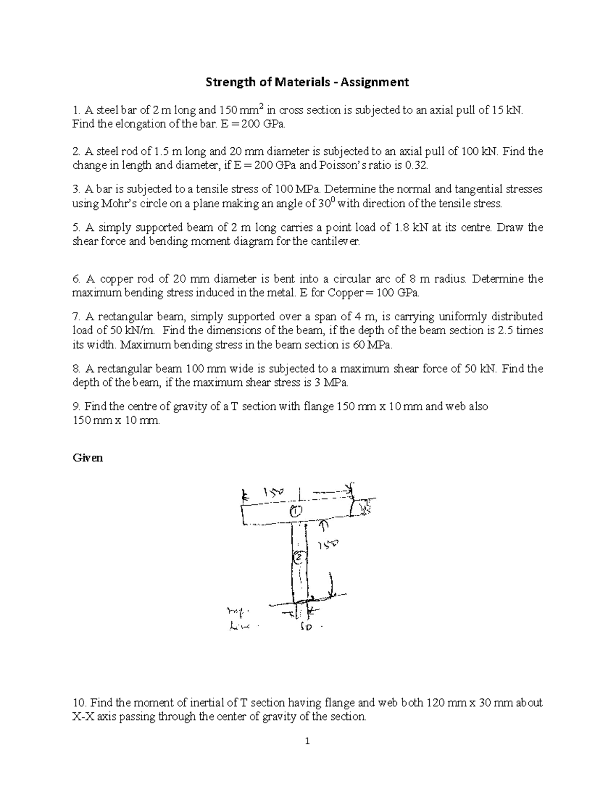 Strength of materials assignment FA Dayasudhan Ganesh - 1 Strength of ...