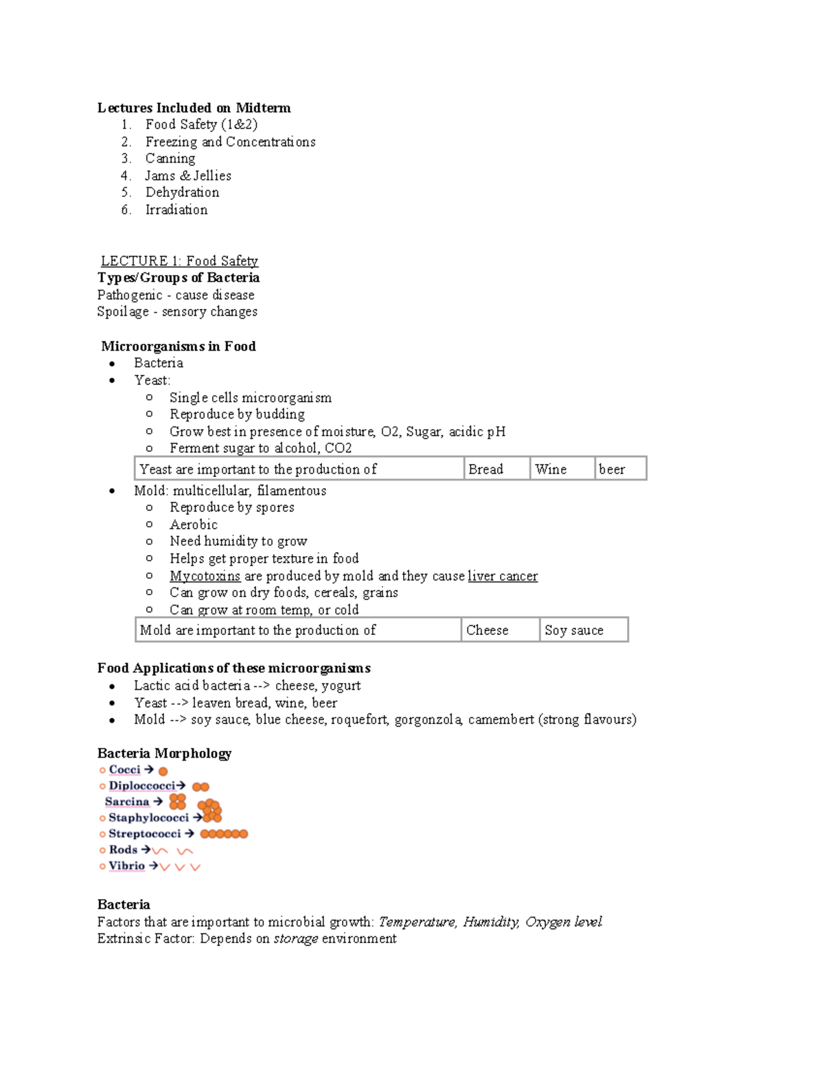 Advanced Food Science Midterm Study Guide - Lectures Included on ...