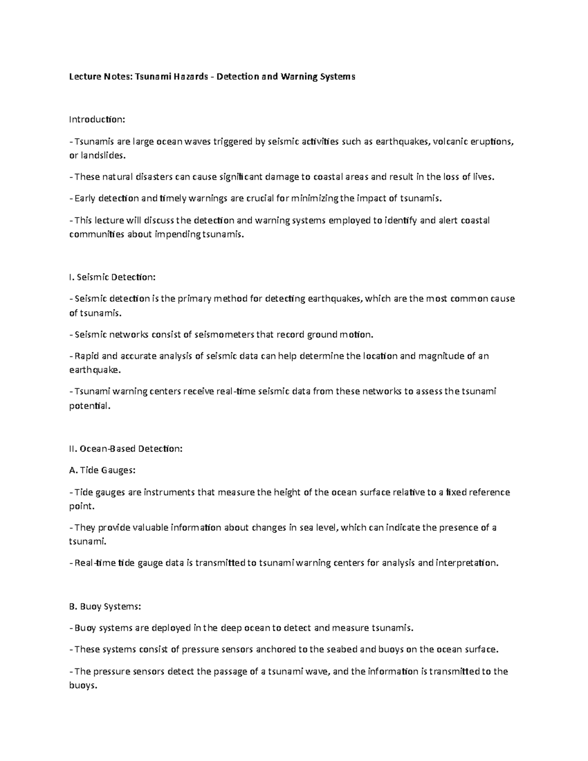 Lecture Notes: Tsunami Hazards - Detection and Warning Systems ...