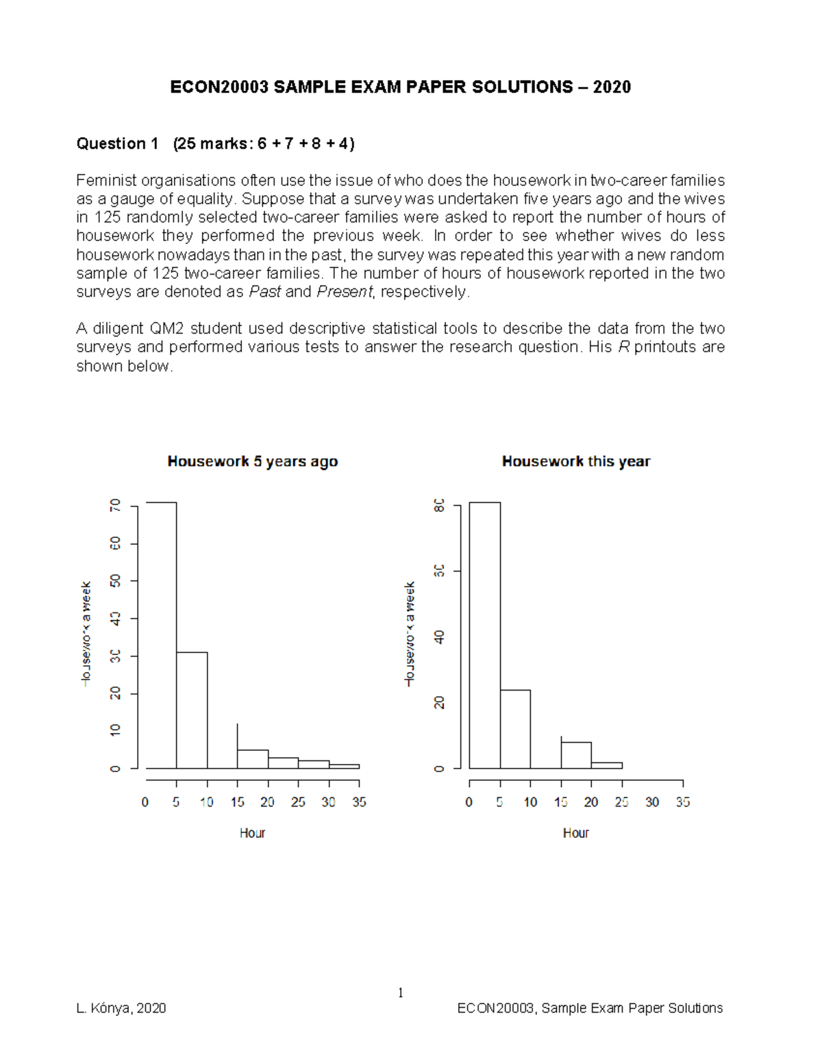 Exam, questions and answers - Warning: TT: undefined function: 32 1 L. Kónya, 2020 ECON20003 ...