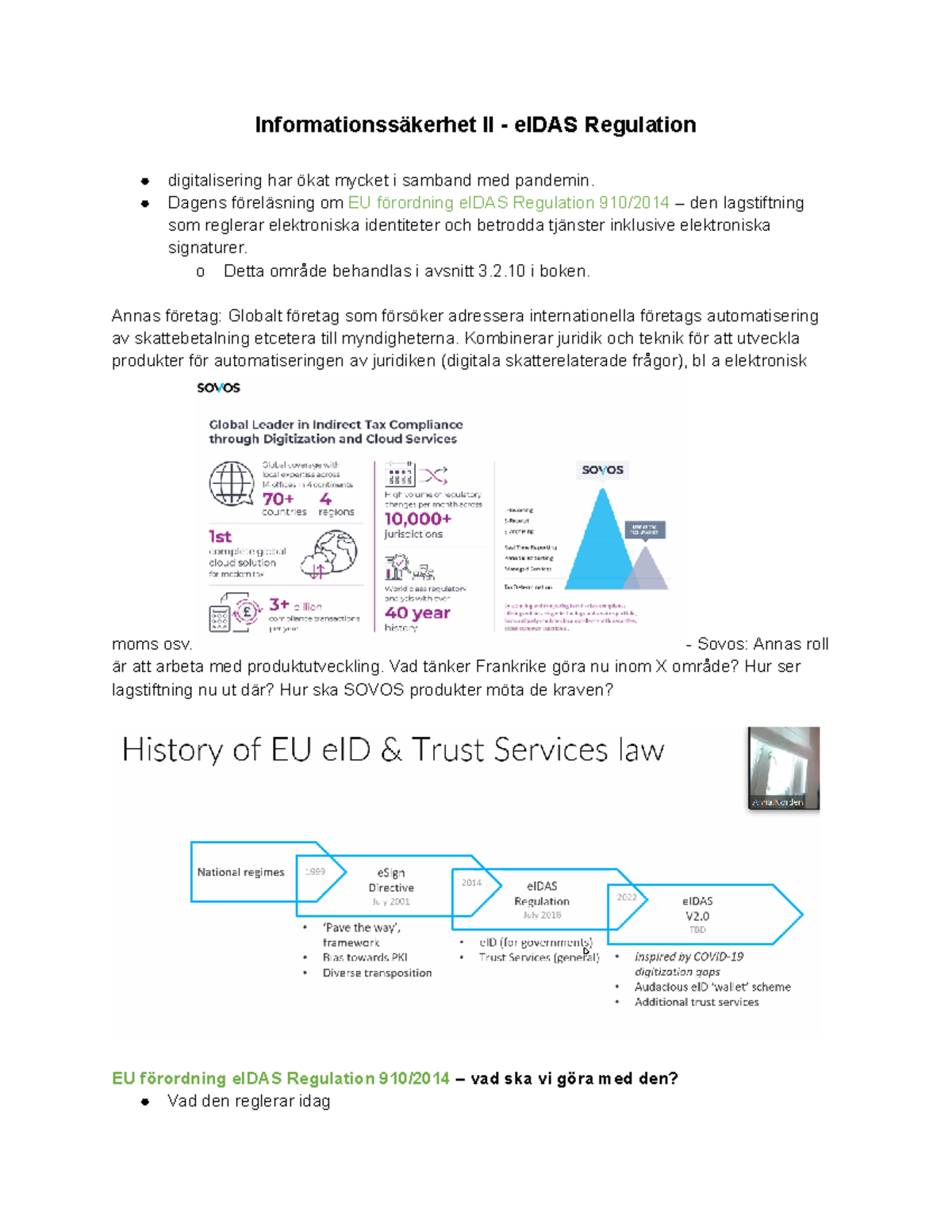 Informationss kerhet II E IDAS Regulation Informationss kerhet II