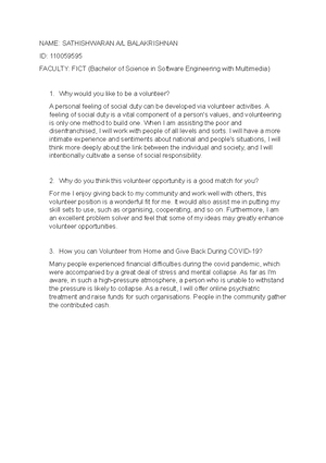 Assignment Community Service 4 - NAME: SATHISHWARAN BALAKRISHNAN ID ...