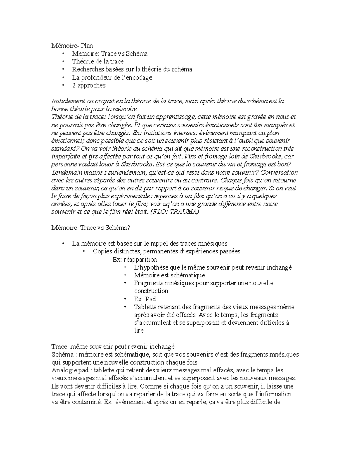 Processus- Cours 2 - Prof: Nicolas Plante - Mémoire- Plan - Memoire ...