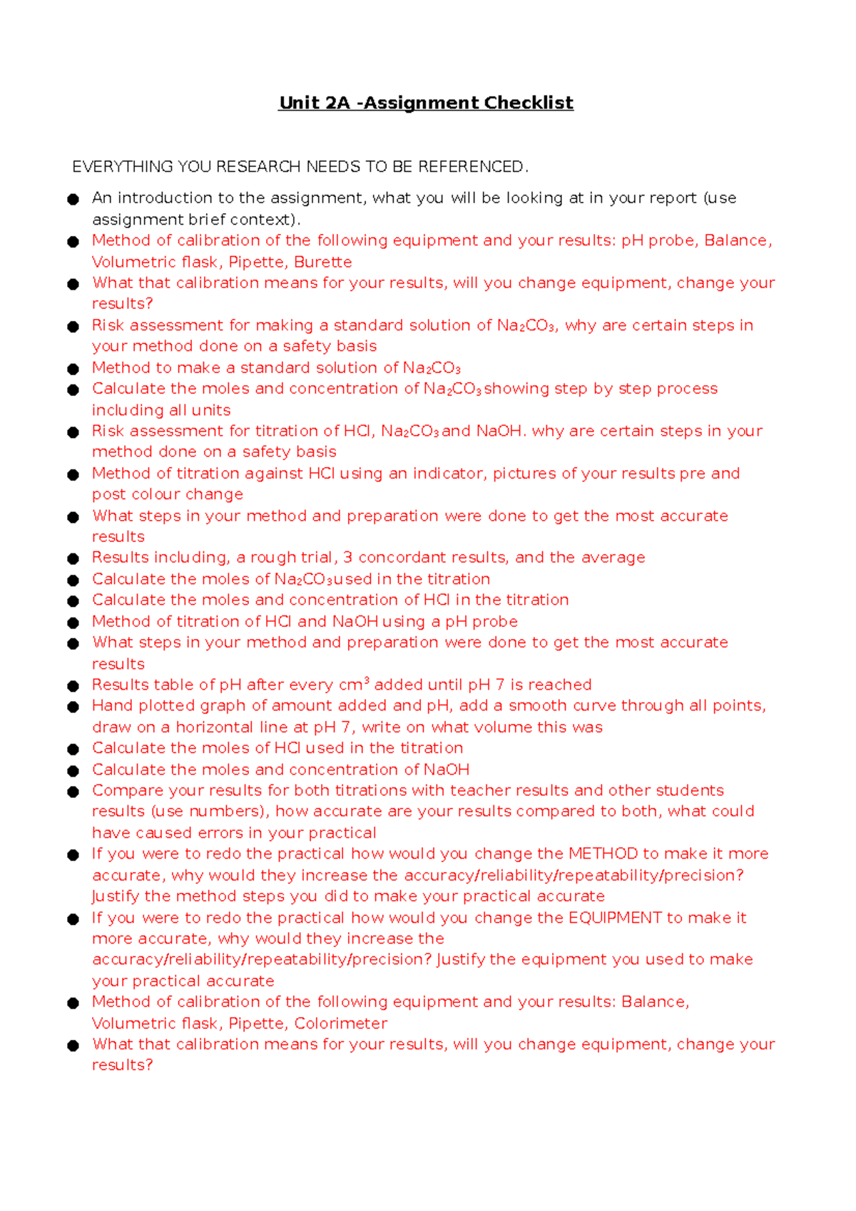 Unit 2 Assignment A - Checklist - Unit 2A -Assignment Checklist ...