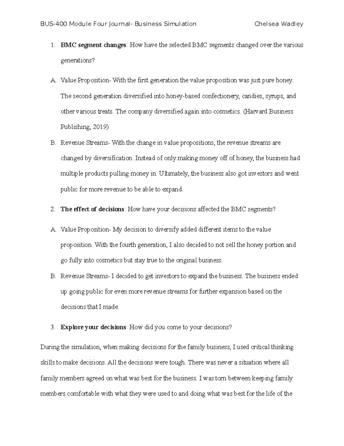BUS 400- Module Four Journal - BUS-400 Module Four Journal- Business ...