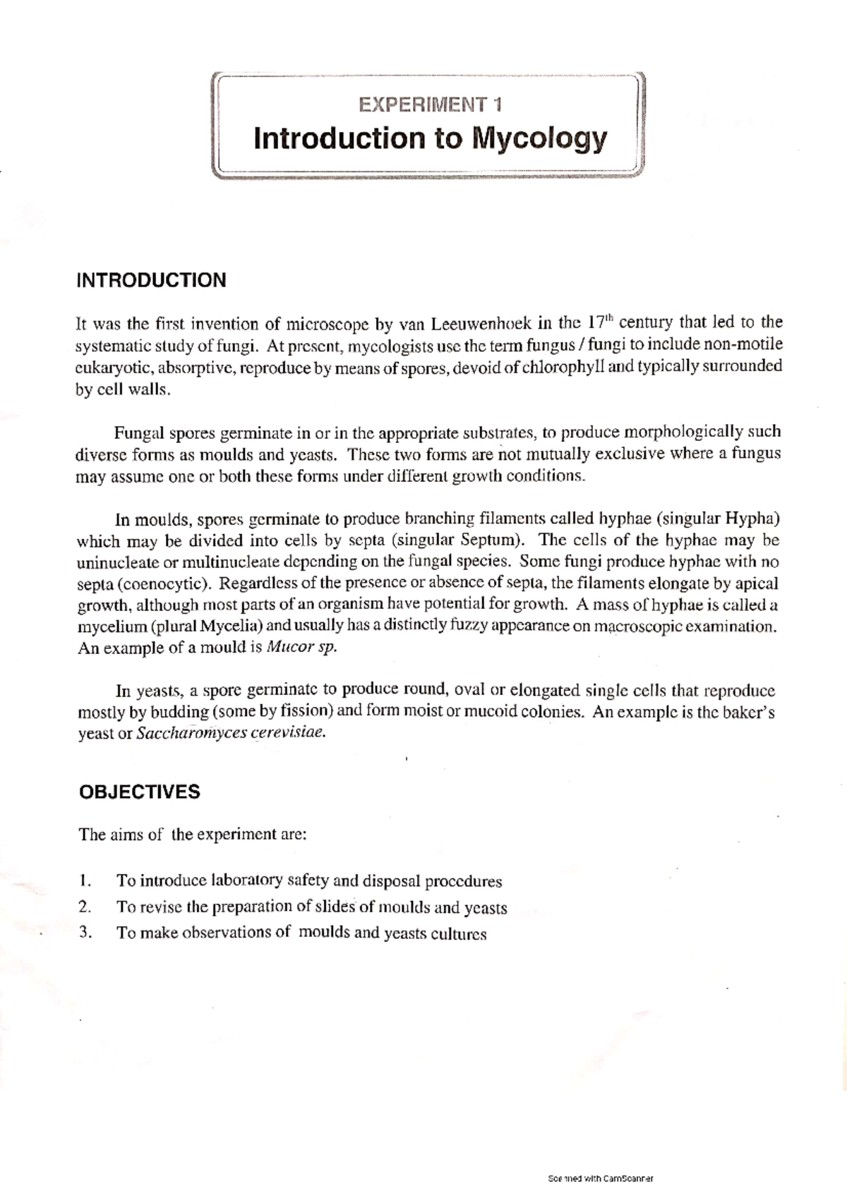 Mycology Lab Manual - Medical Mycology - Studocu