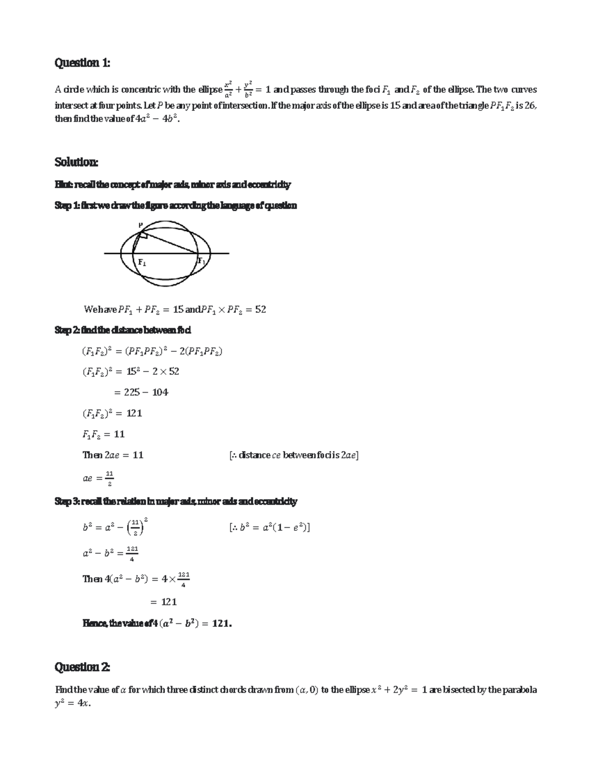 Ellipse 1A - Question 1 : A circle which is concentric with the ellipse ...