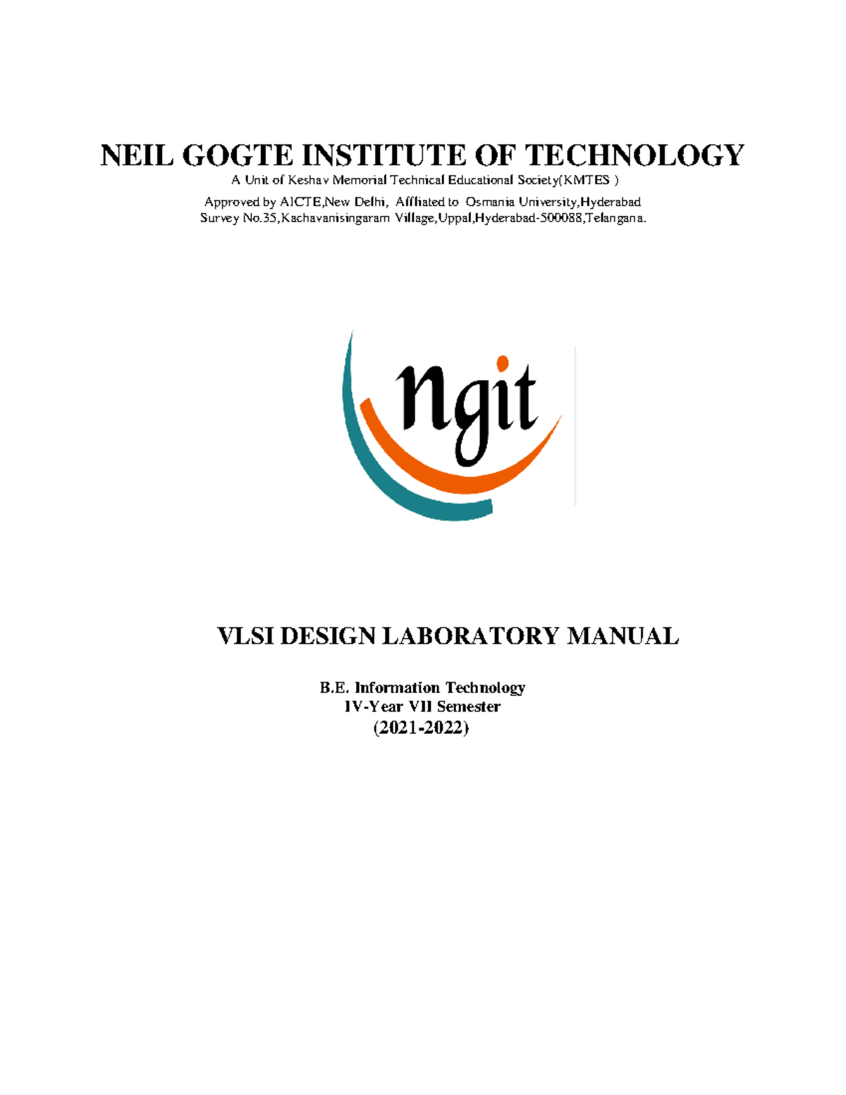 VLSI Design LAB Manual - NEIL GOGTE INSTITUTE OF TECHNOLOGY A Unit of ...