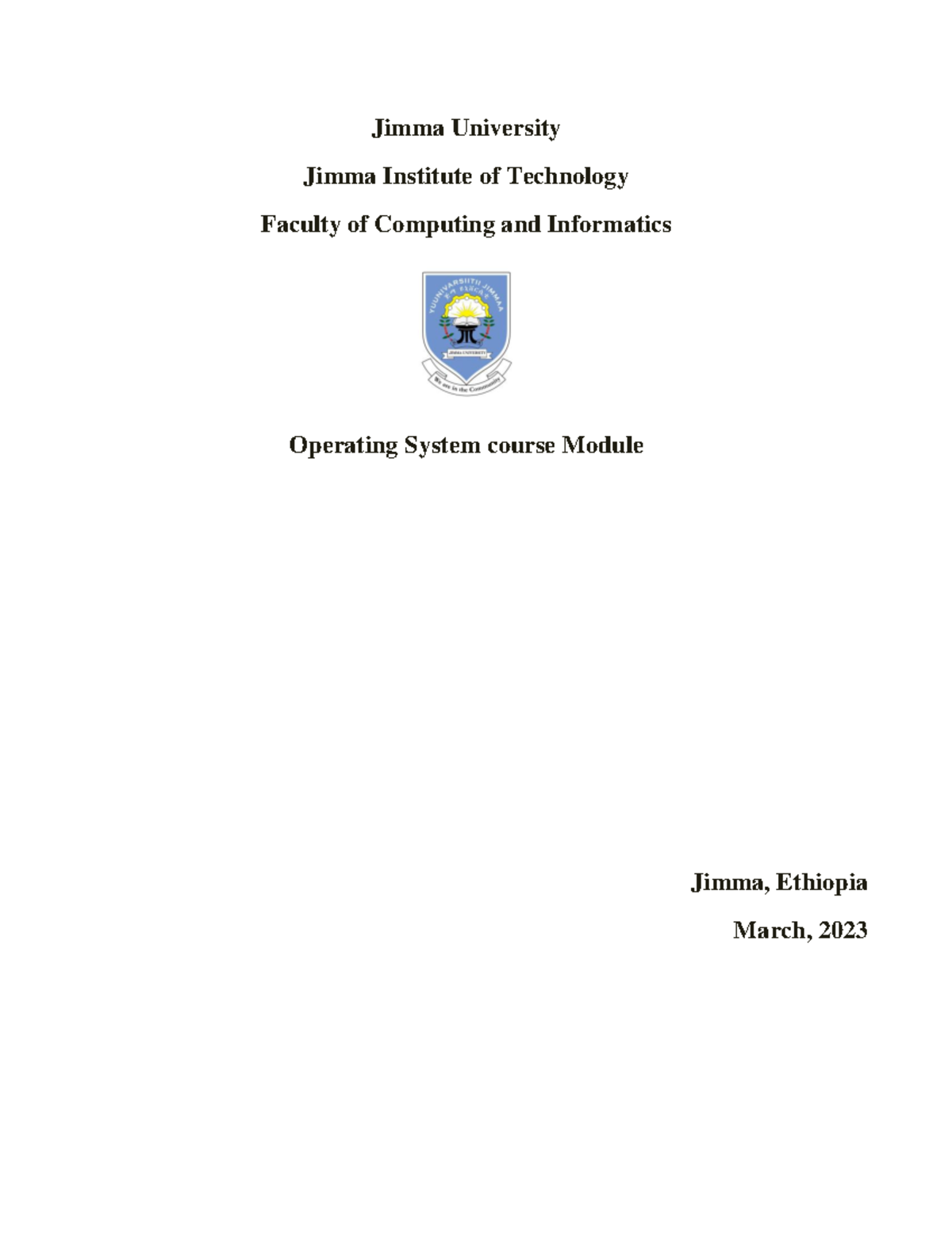 Operating System Module - Jimma University Jimma Institute of ...