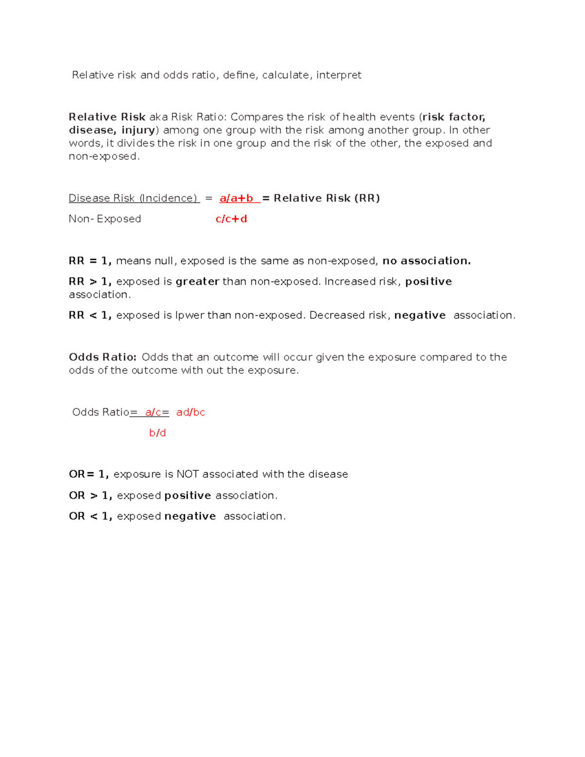 Relative risk and odds ratio - In other words, it divides the risk in ...