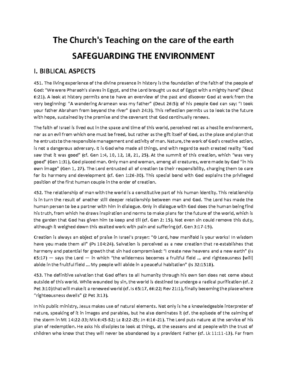 Module 9-Safeguarding the Environment - The Church's Teaching on the ...