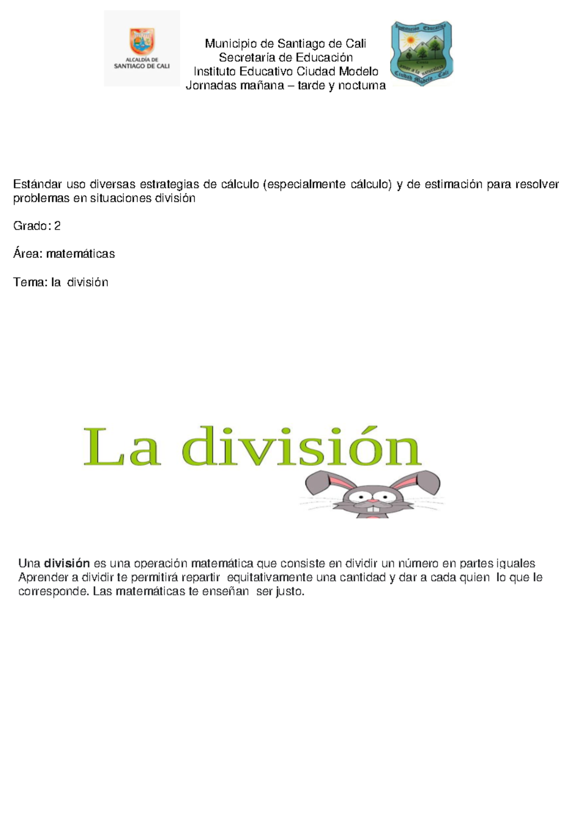 Taller Divisiones Grado#2 - Secretaría de Educación Instituto Educativo ...