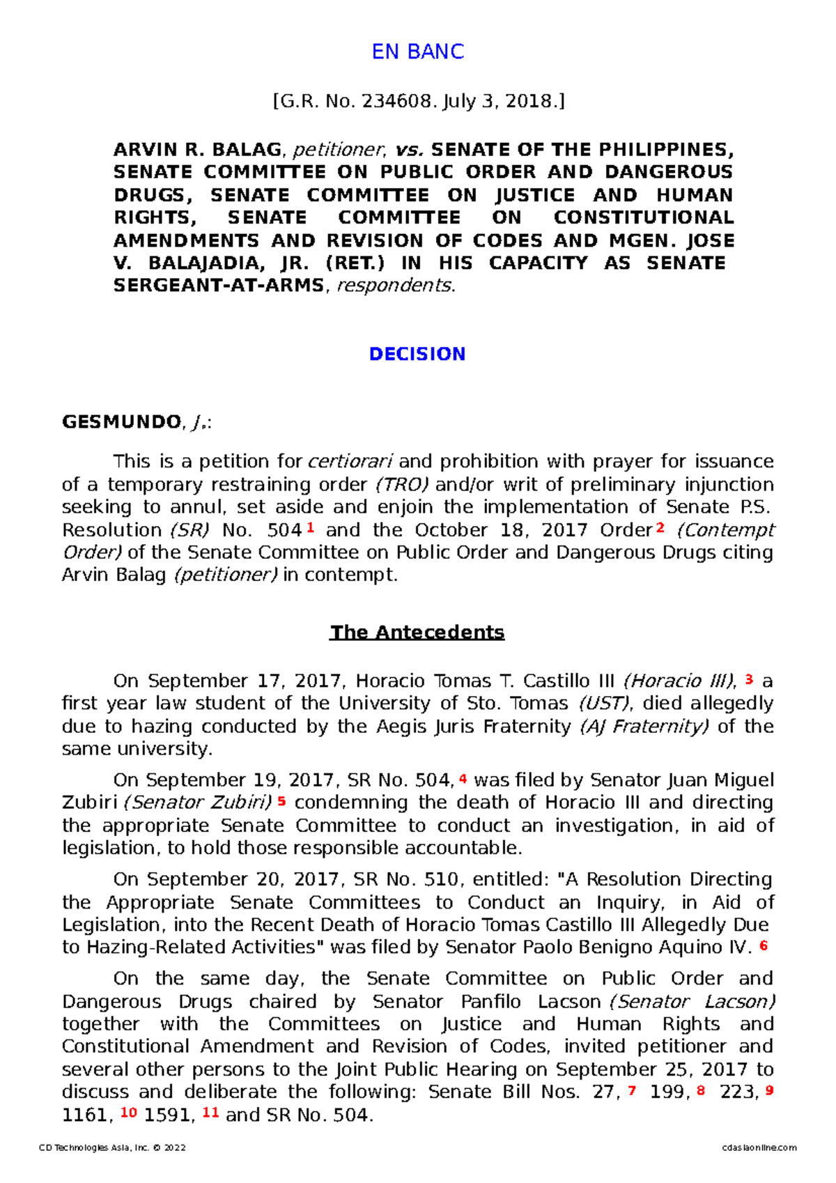 Balag v - Consti 1 Case - EN BANC [G. No. 234608. July 3, 2018.] ARVIN ...