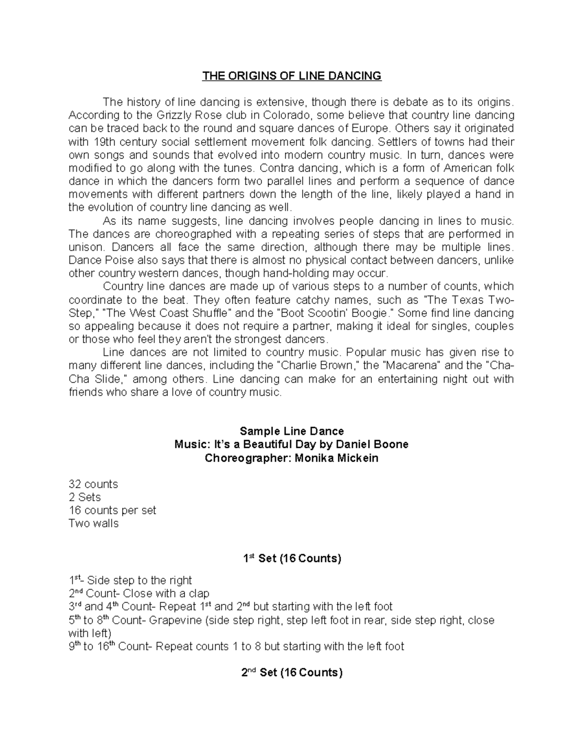 Simplified Line Dance (G9) - THE ORIGINS OF LINE DANCING The history of ...