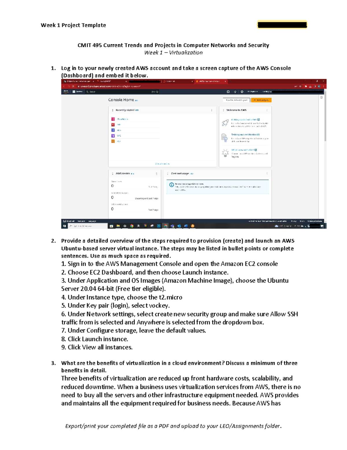 Project 1 Virtualization Assignment - CMIT 495 Current Trends and ...