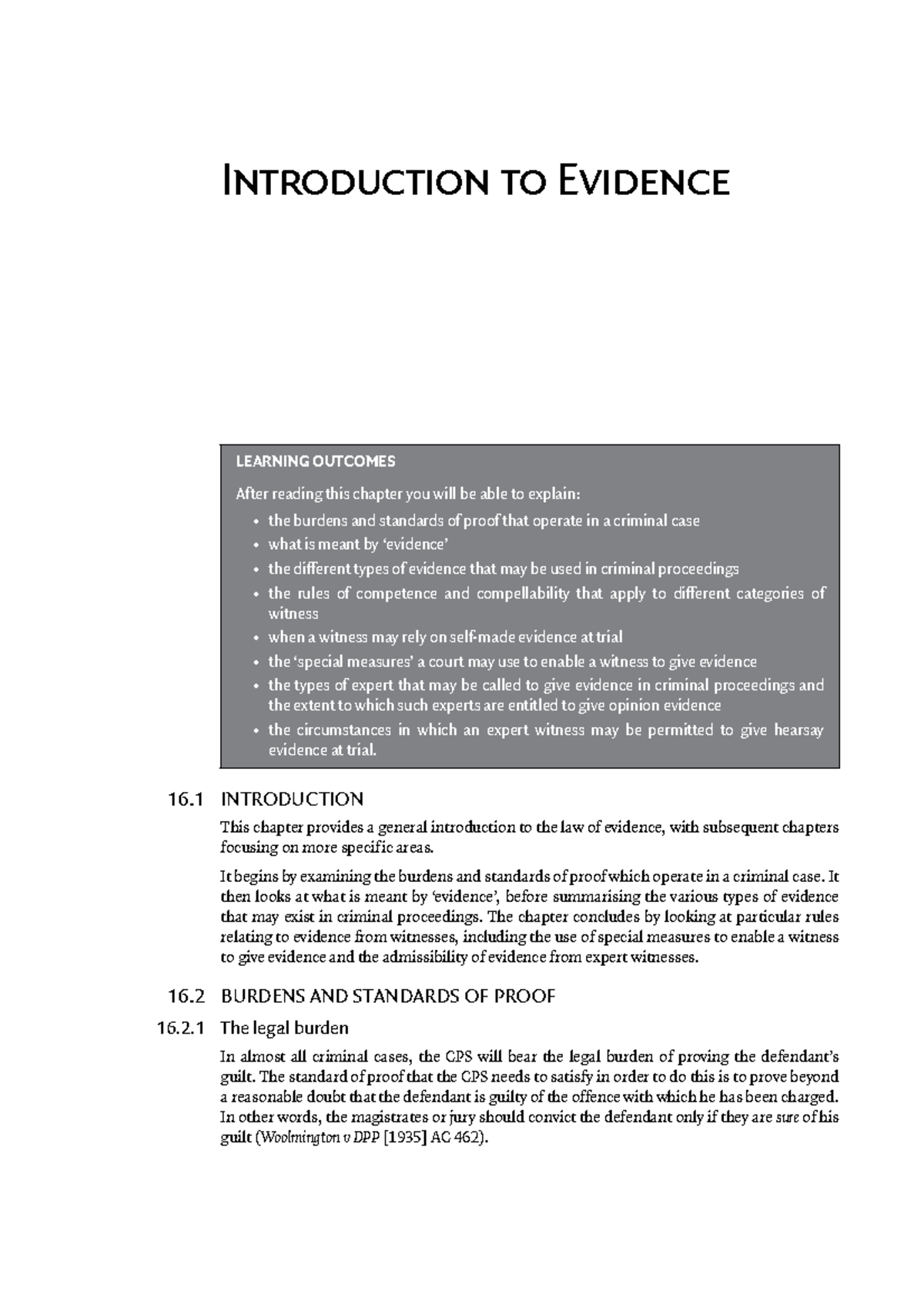 Introduction to Evidence - It begins by examining the burdens and ...