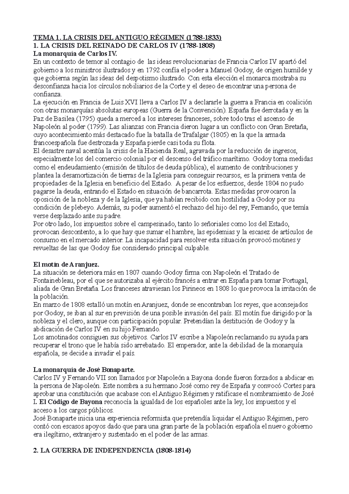 Crisis del Antiguo Régimen. - TEMA 1. LA CRISIS DEL ANTIGUO RÉGIMEN (1788-1833) 1. LA CRISIS DEL ...
