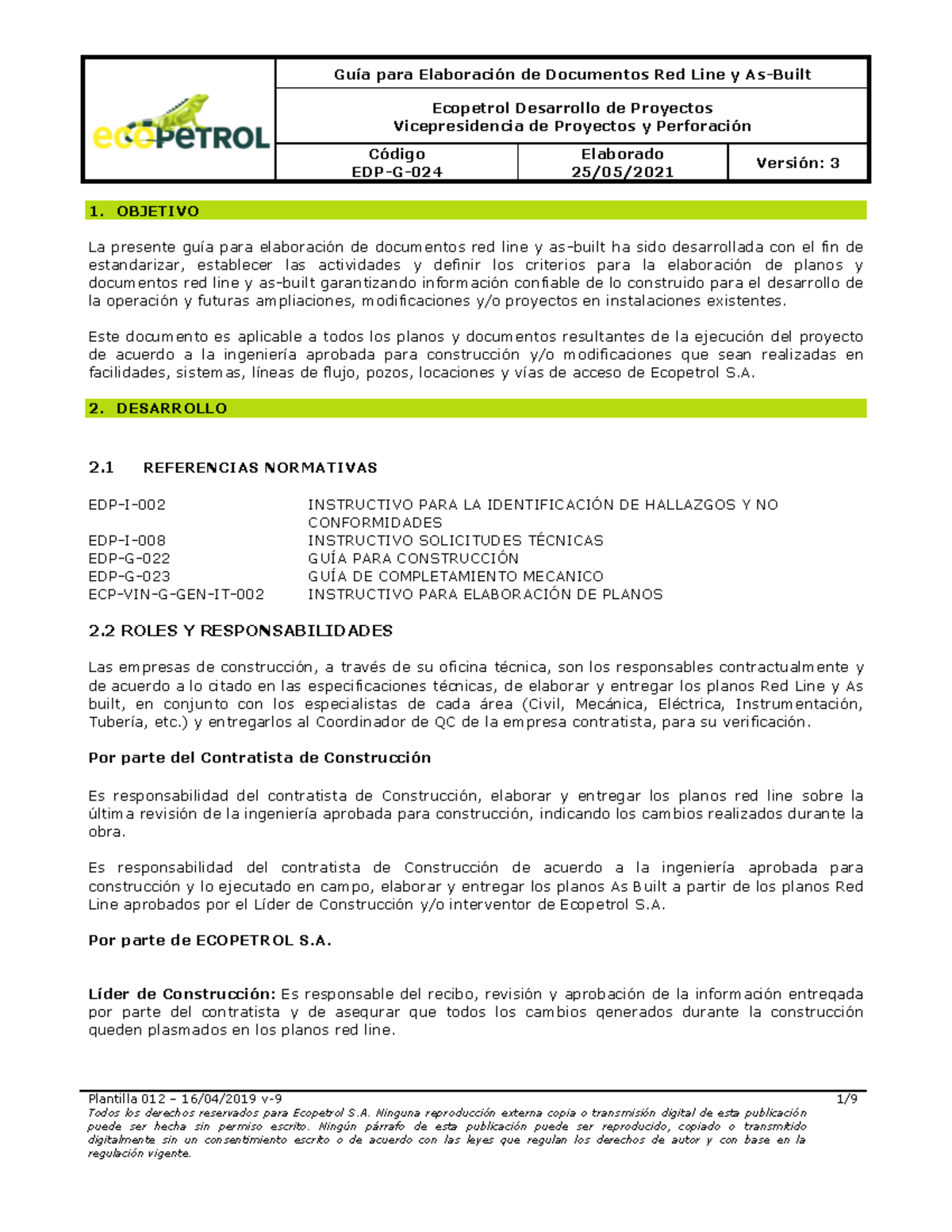 EDP-G-024 GUIA Planos RED LINE-AS Built V3 - Guía para Elaboración de ...